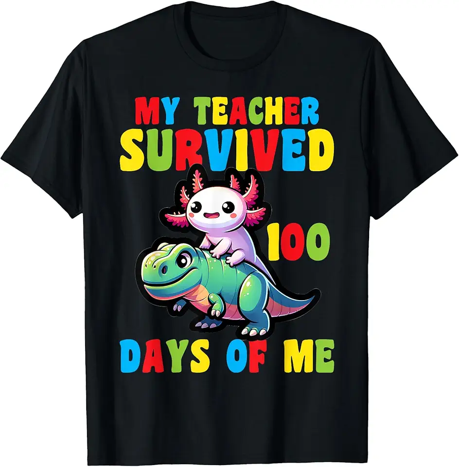 children's wear My Survived 100 Days Of Me Dinosaur Axolotl Kid Boys T ...