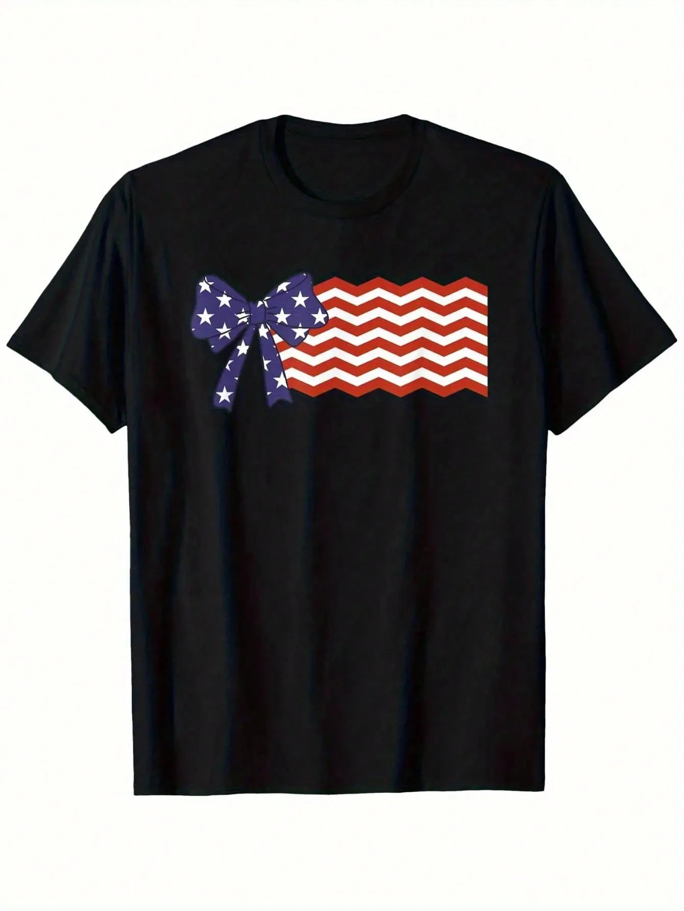 children’s wear Patriotic American Flag Bow T-Shirt for Girls Kids 4th ...