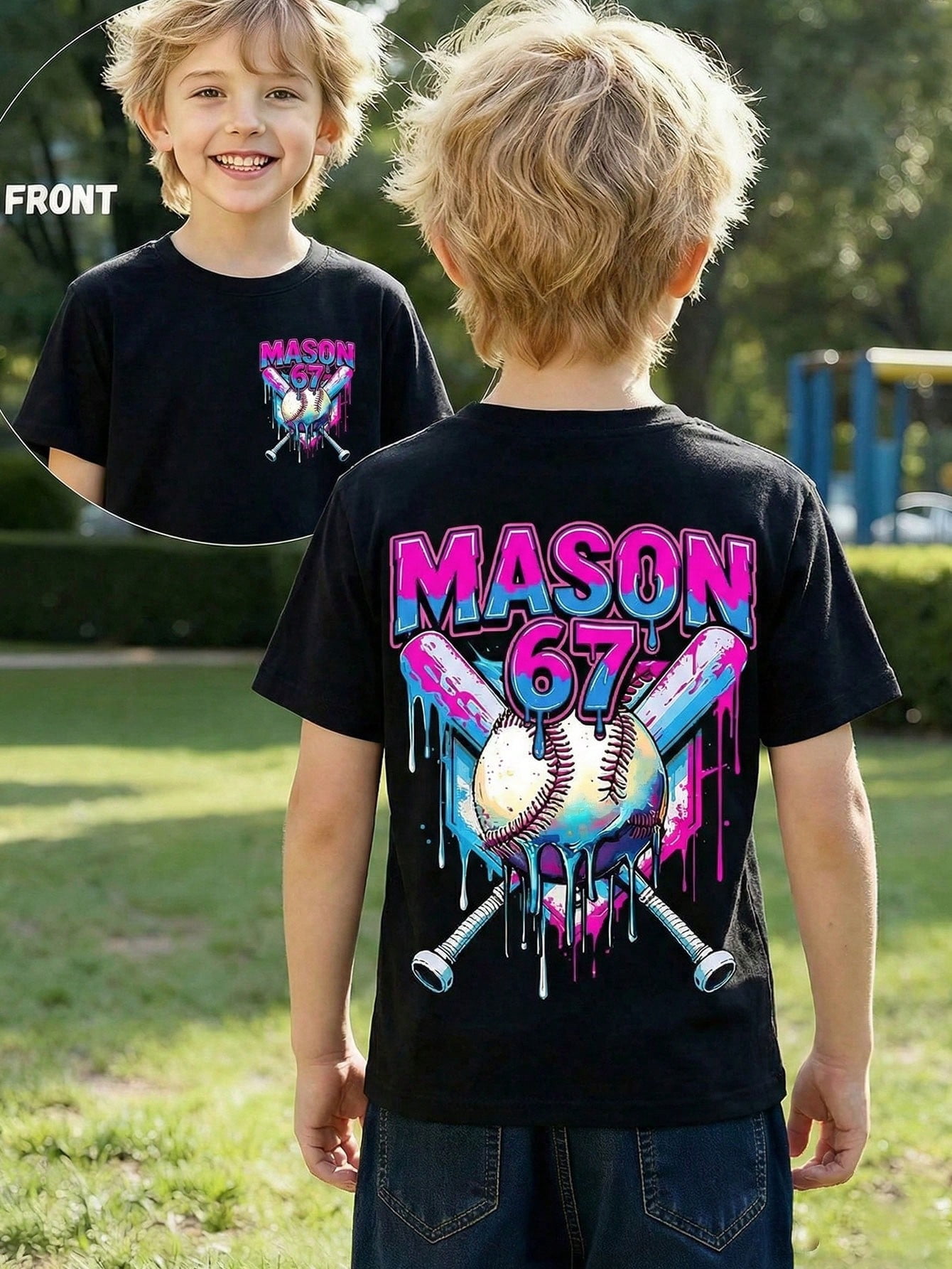 children’s wear Personalized Boys Baseball T-Shirt Custom Name and ...