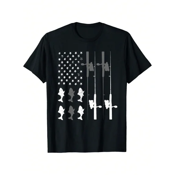 children’s wear Retro American Flag Fishing T-Shirt for Boys and Girls ...