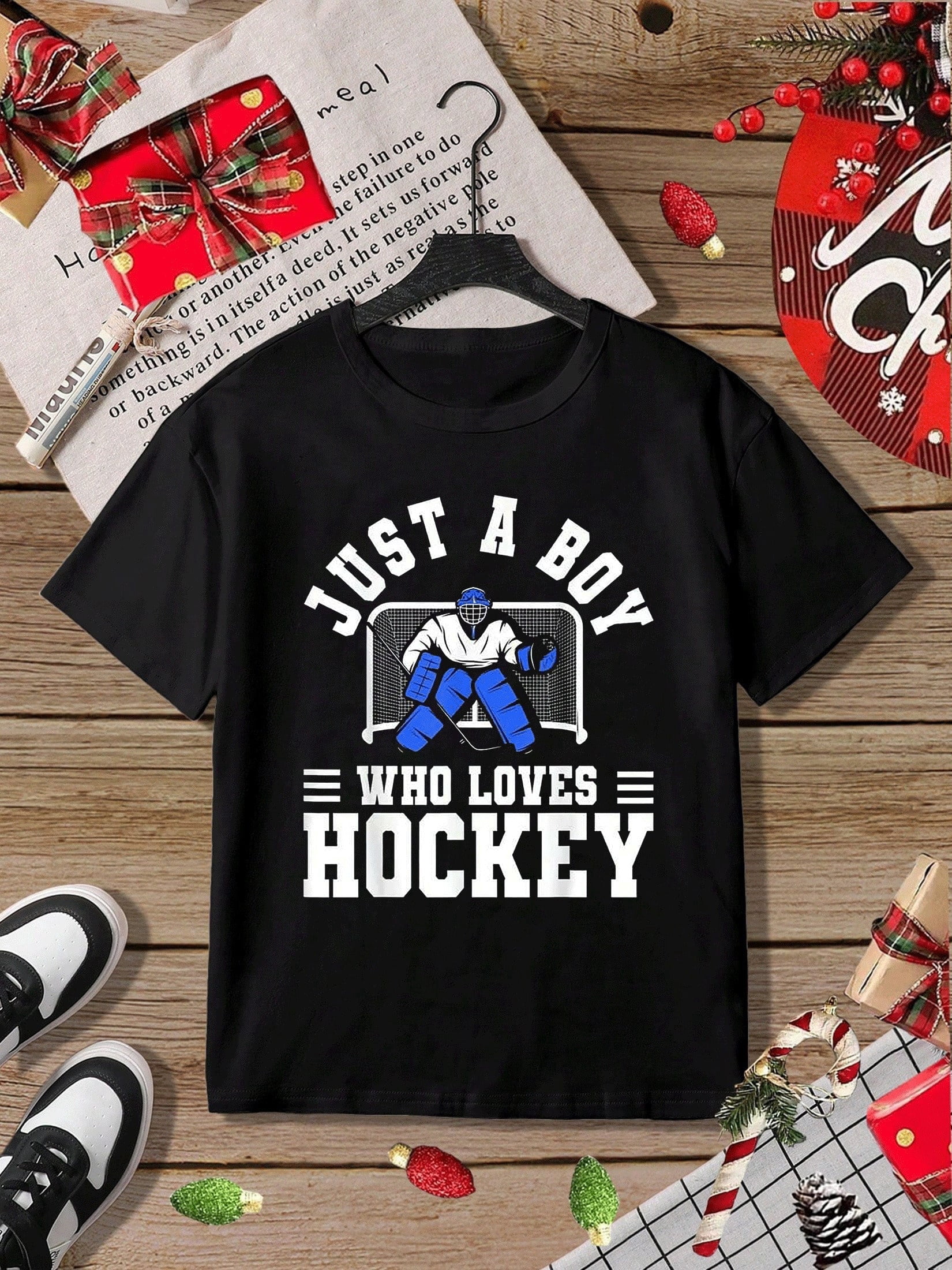 children’s wear Retro Just A Boy Who Loves Hockey Kids Graphic T-Shirt ...