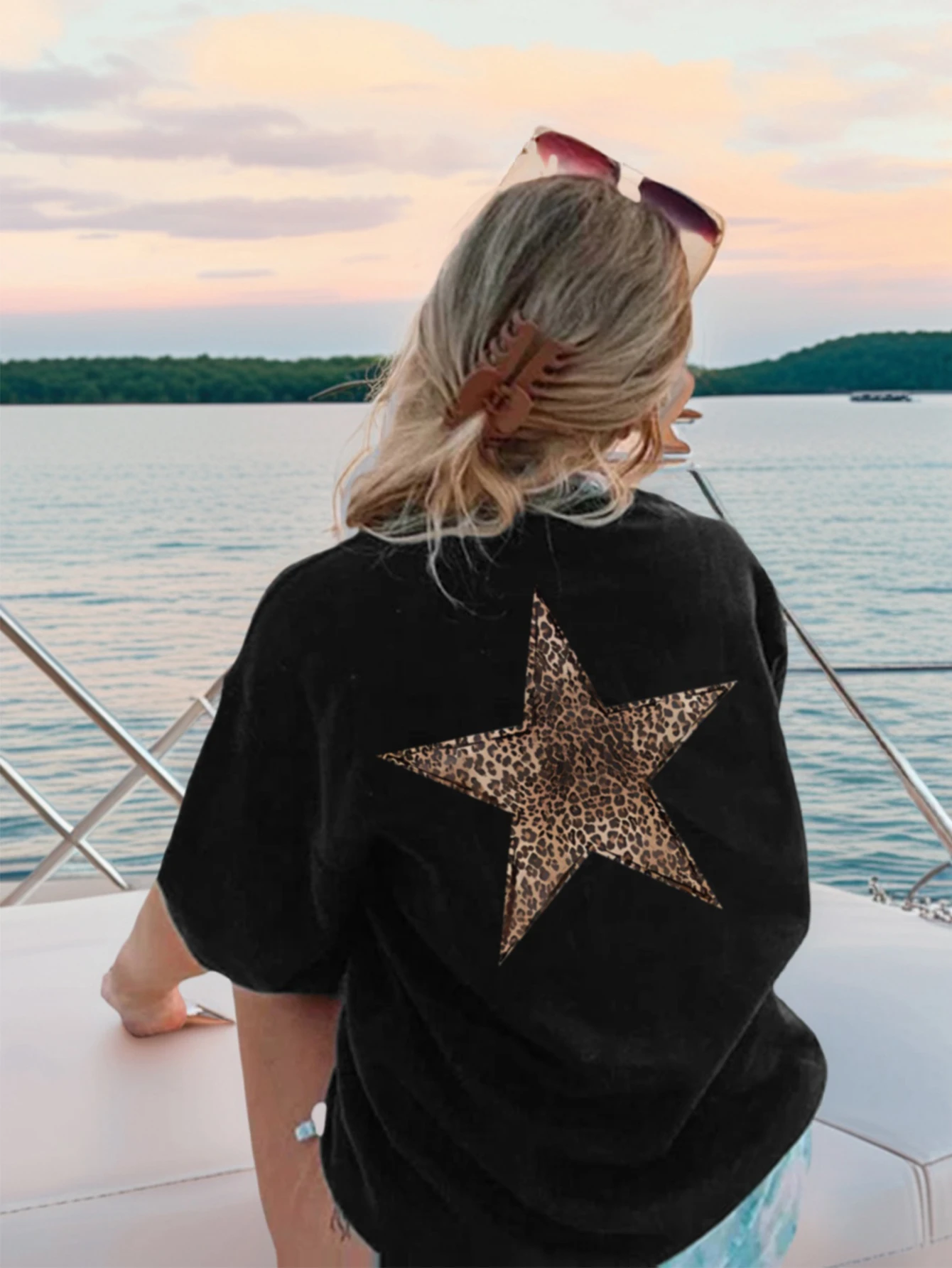 children’s wear Retro Leopard Print Star Graphic T-Shirt for Girls ...