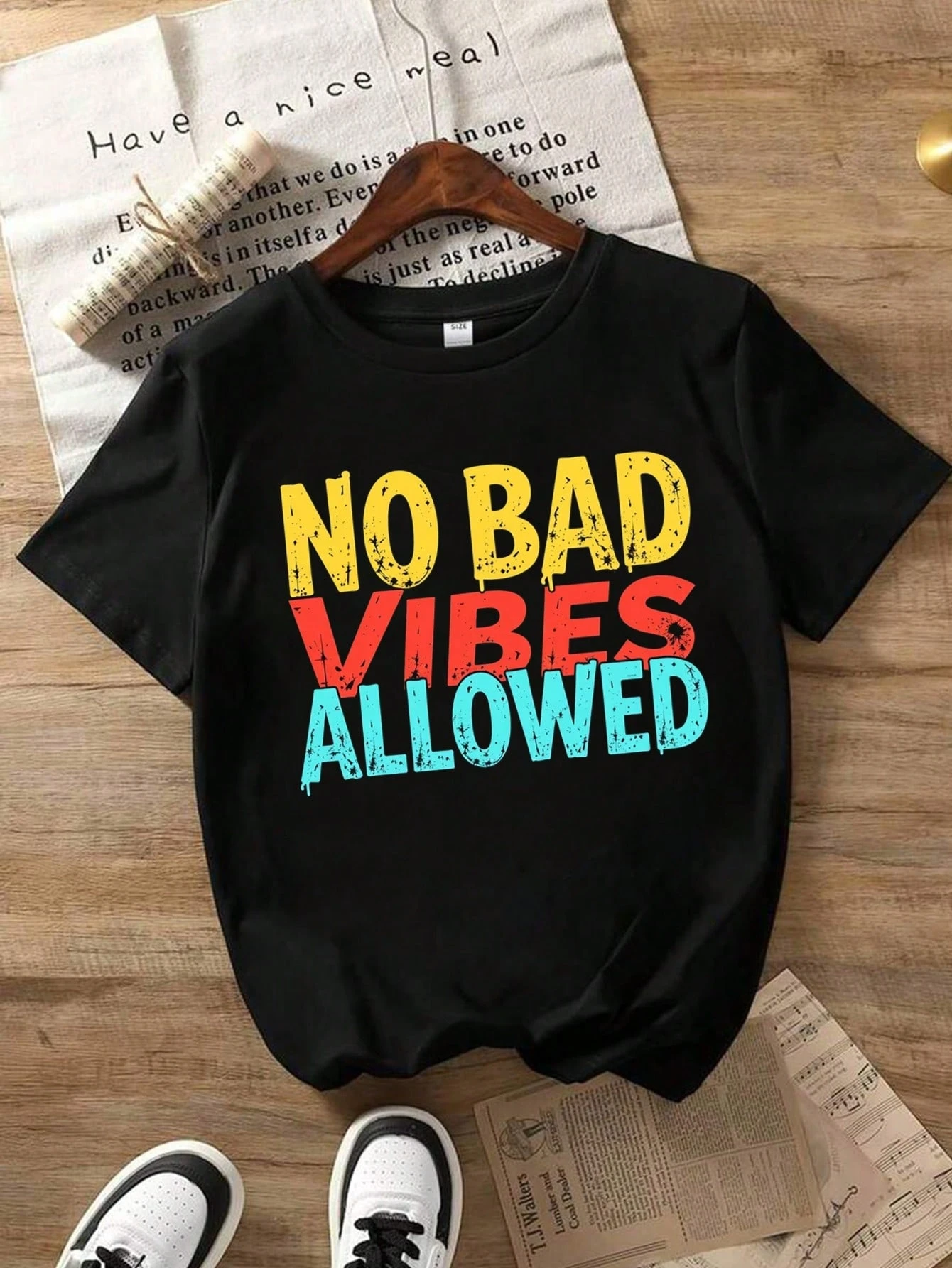 children’s wear Retro No Bad Vibes Allowed Graphic T-Shirt for Kids ...