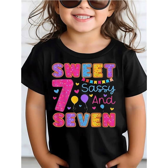 children’s wear Sweet 7 Sassy and Seven Girls Birthday T-Shirt Cute ...