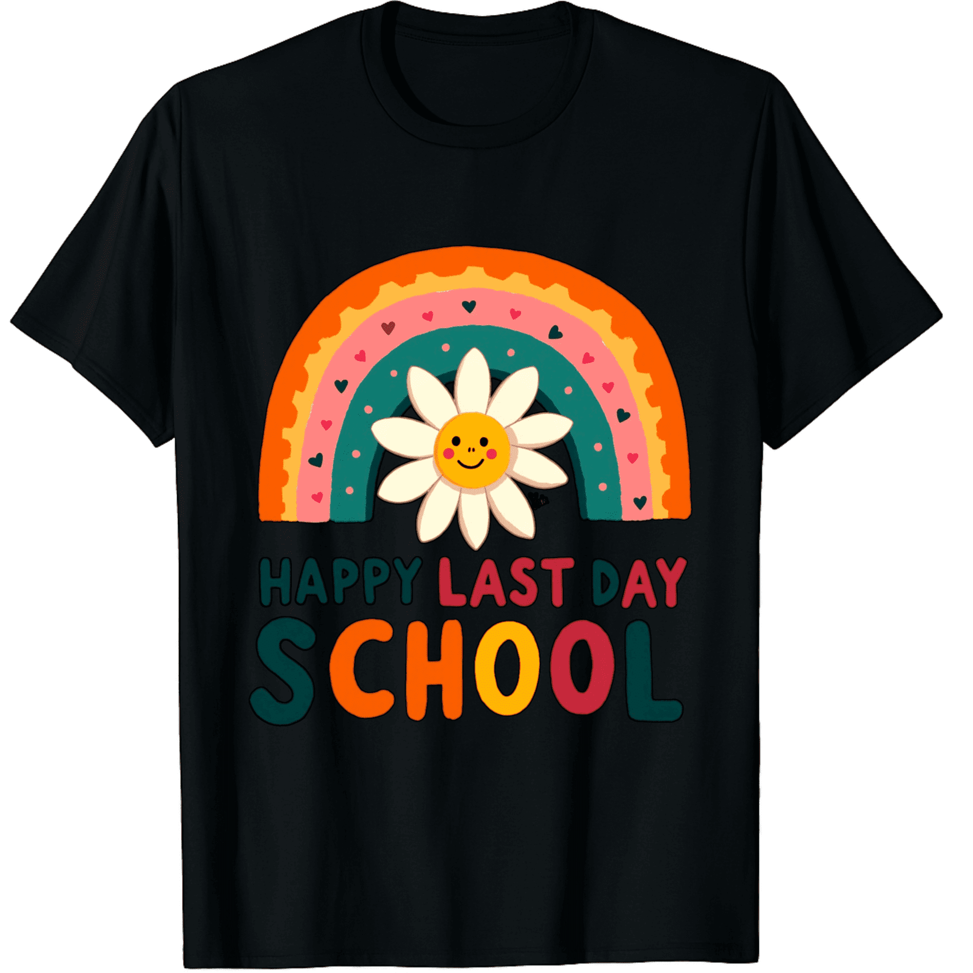 children’s wear Unisex Kids Retro Rainbow Happy Last Day School T-Shirt ...