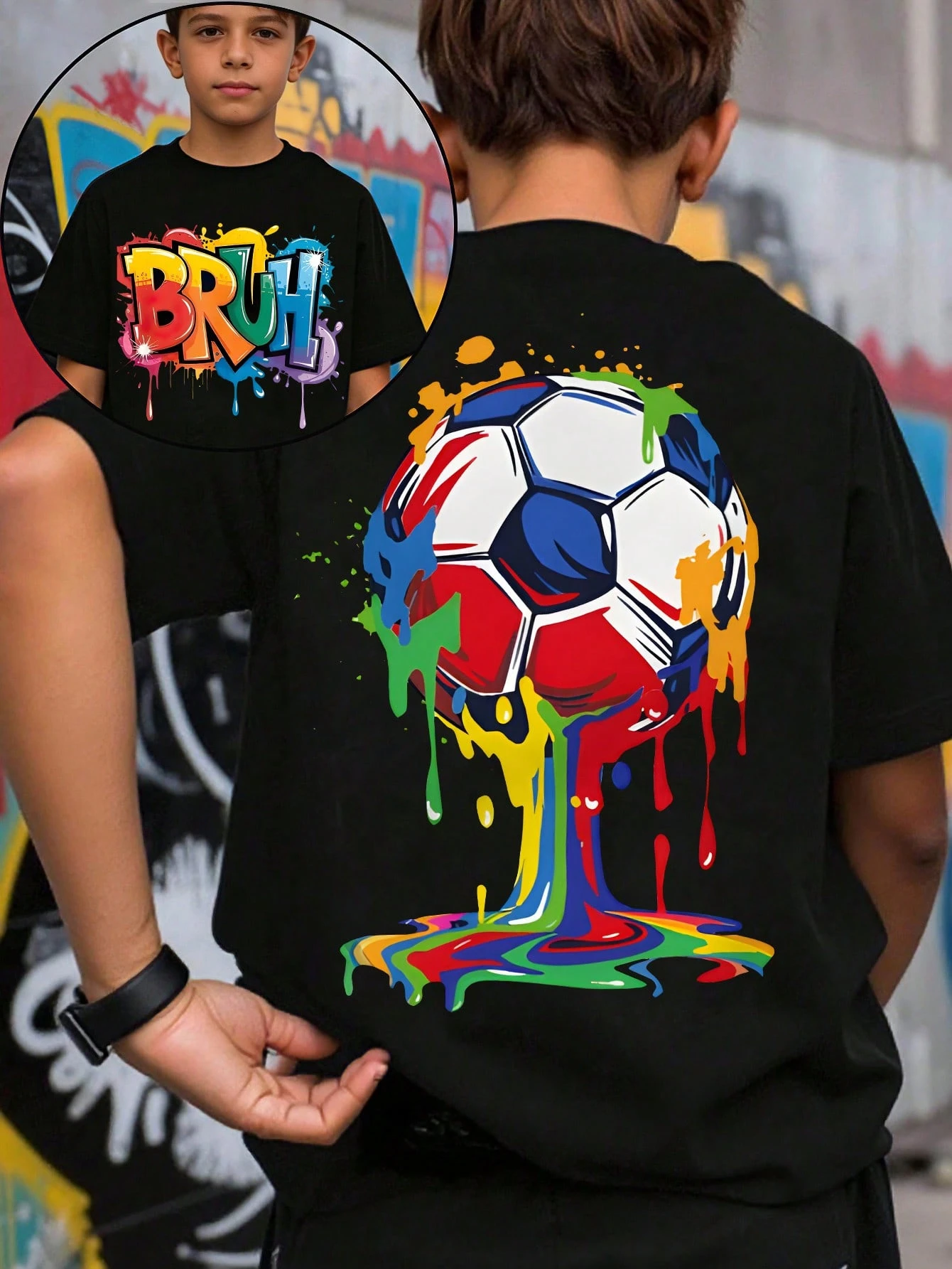 children’s wear Vibrant BRUH Graffiti Font Colorful Paint Drip Melting ...