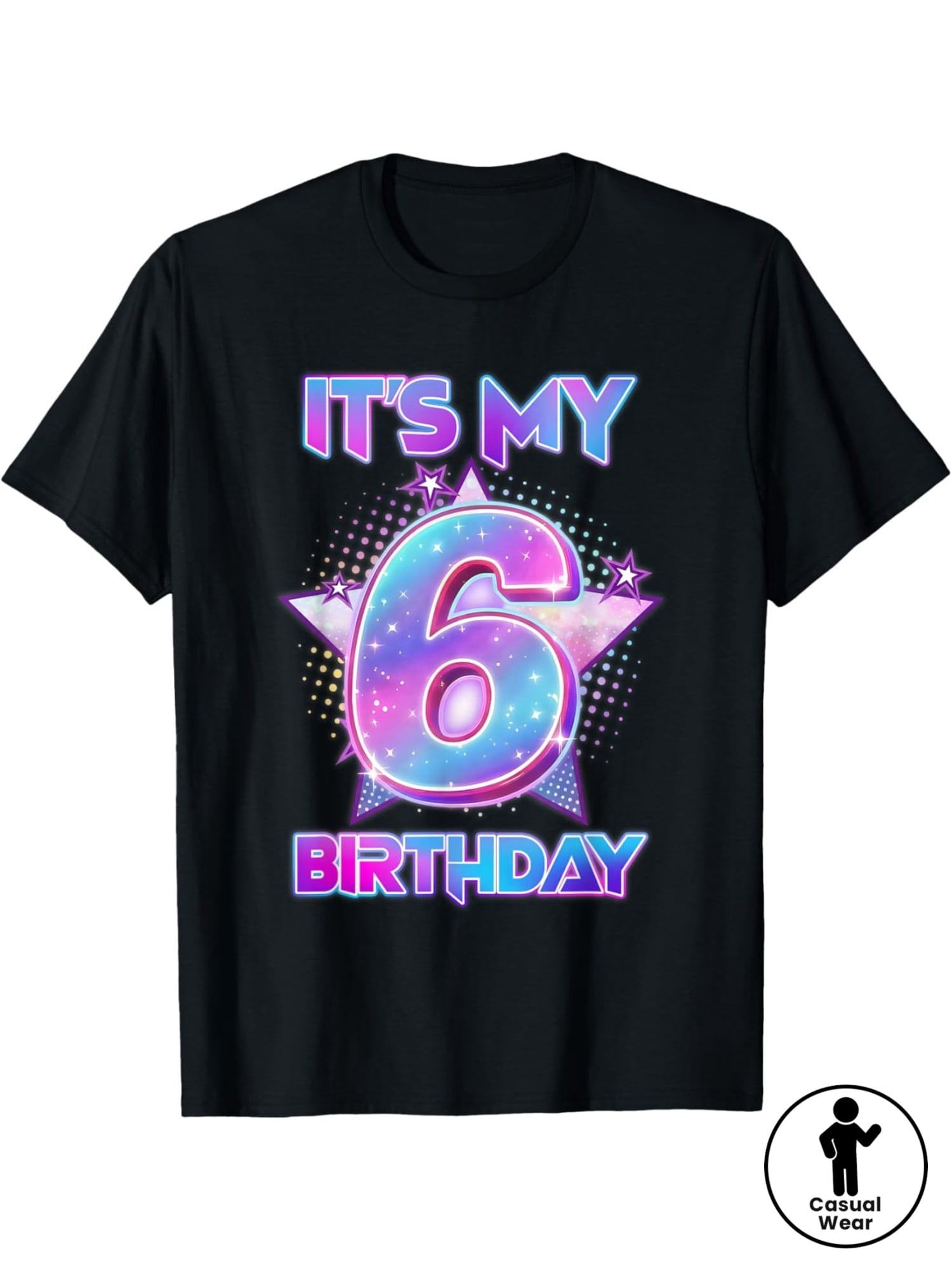 children’s wear Vibrant Glitter 6th Birthday T-Shirt for Kids, Fun ...