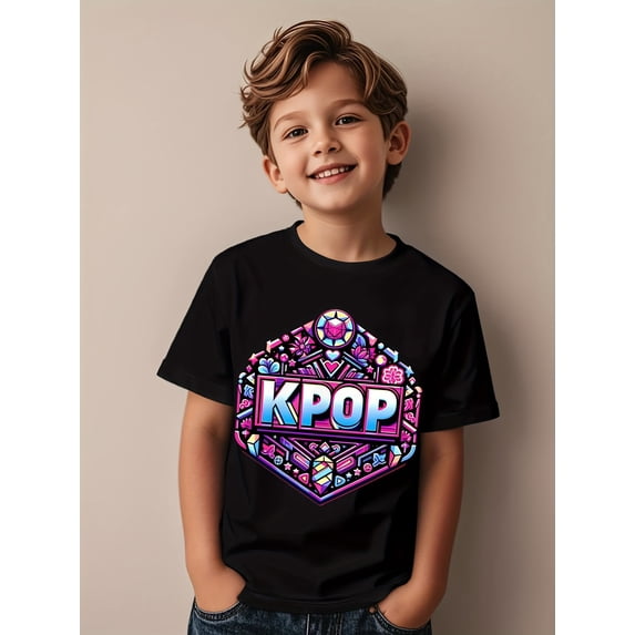 children’s wear Vibrant KPOP Music Lover Graphic Print T-Shirt for Boys ...