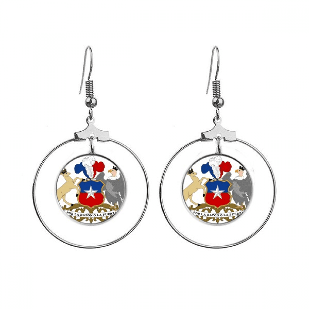 chile national emblem country earrings dangle hoop jewelry drop circle ...