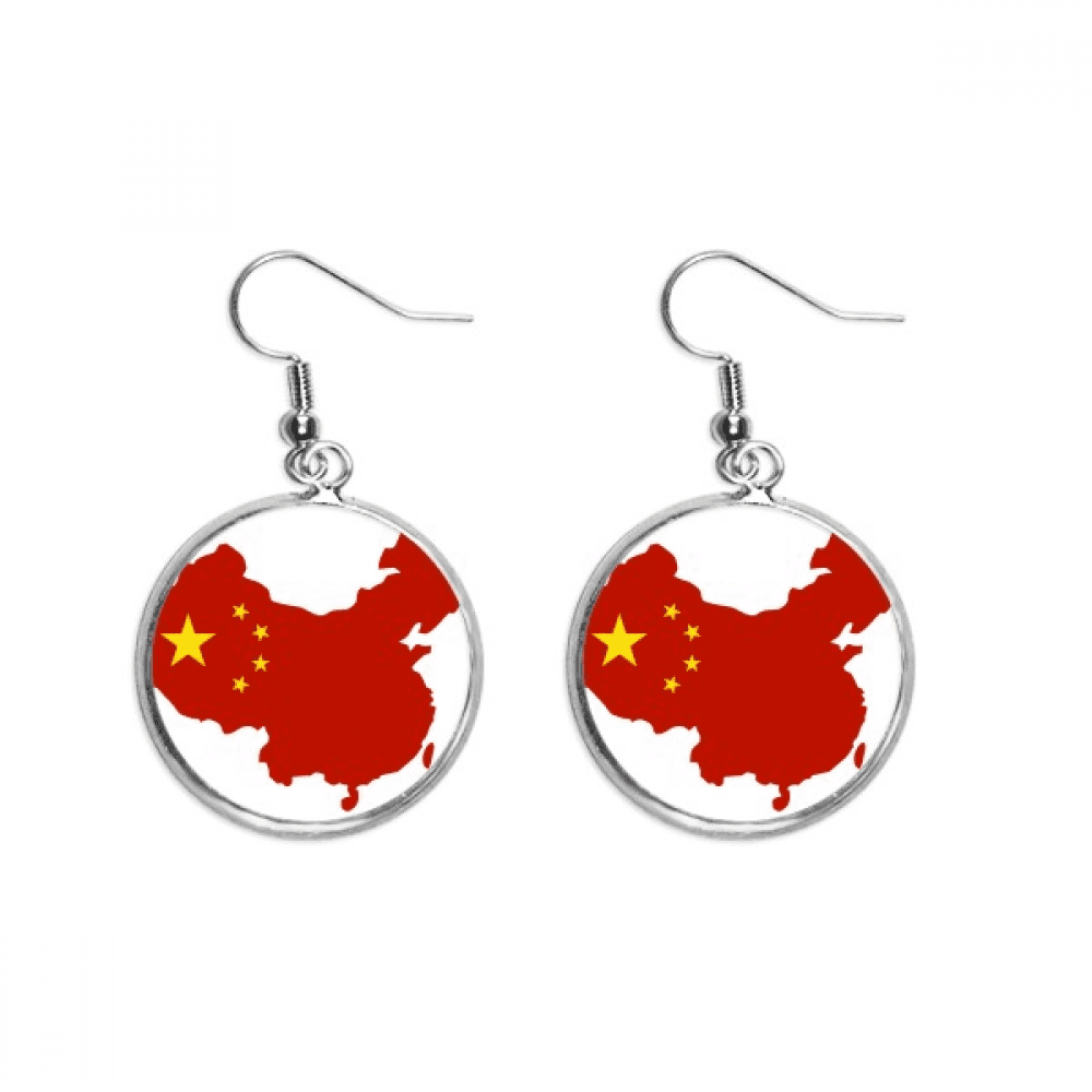 china map national flag ear dangle silver drop ear jewelry woman ...