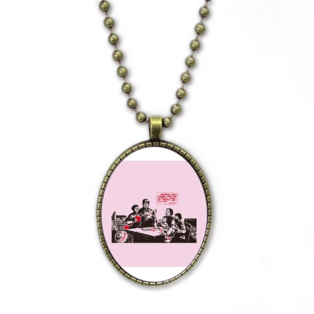 china red education propaganda professor necklace vintage chain bead ...