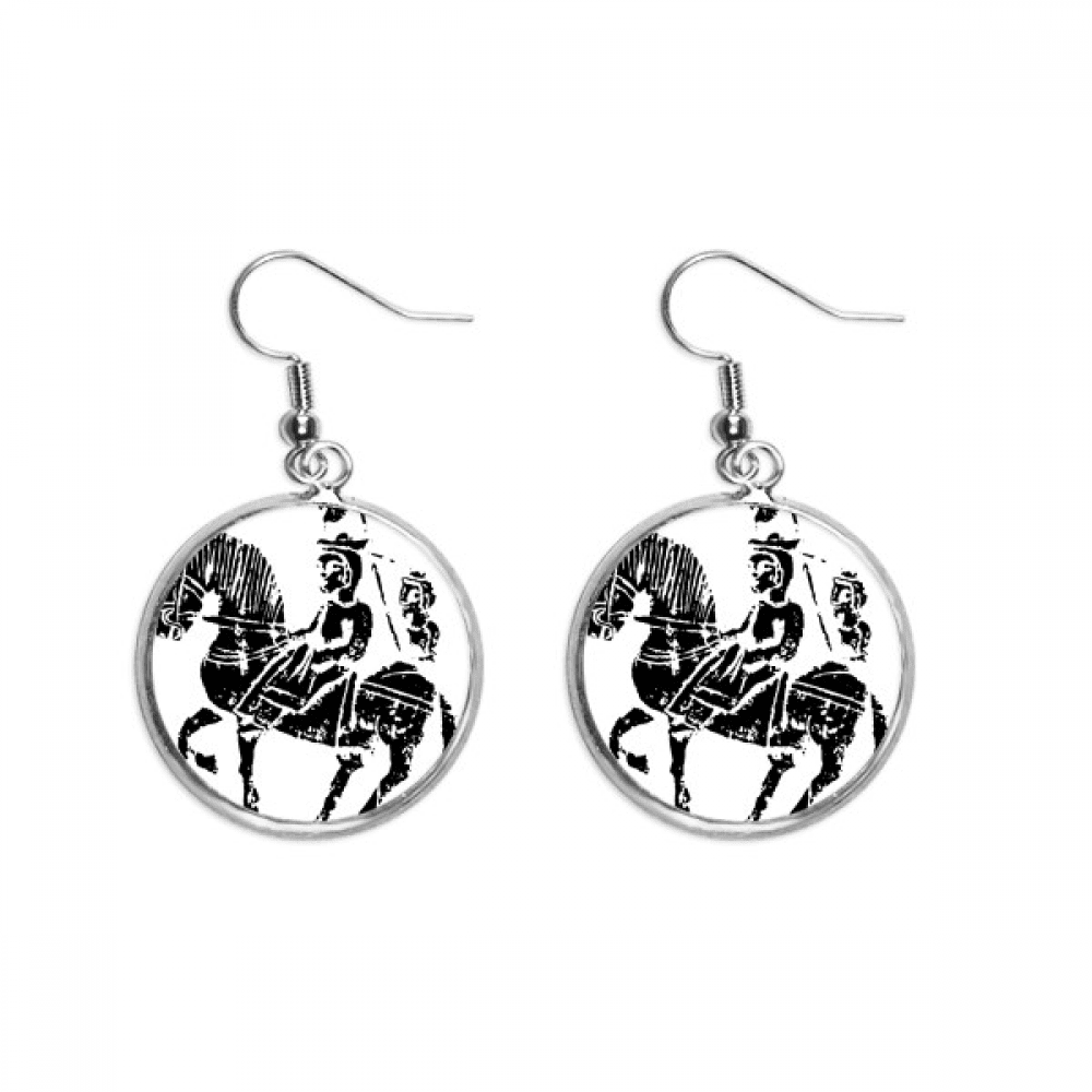 china wei jin dynasties horse riding pattern ear dangle silver drop ear jewelry woman - Walmart.com
