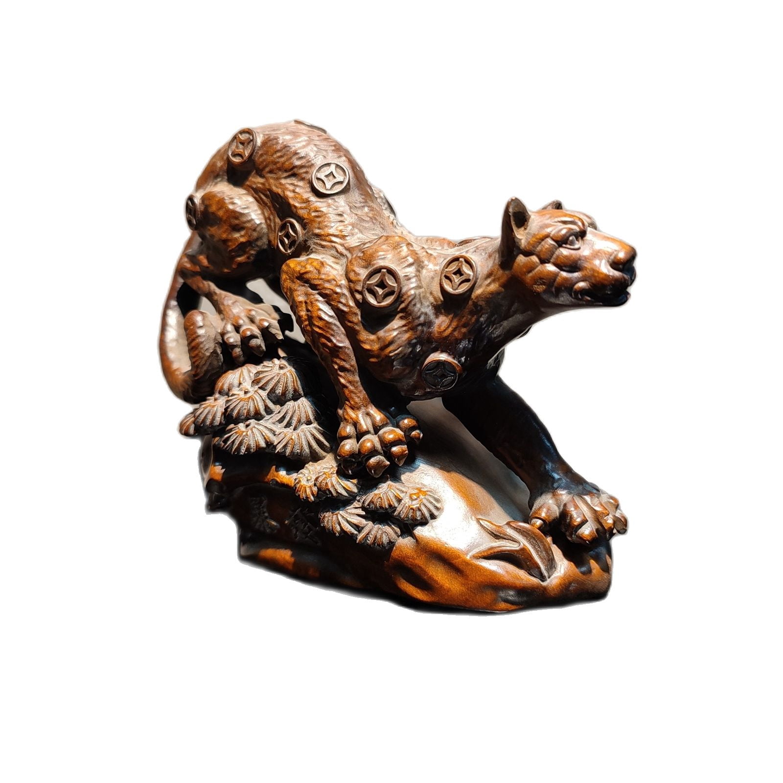 chinese boxwood Home Art Craft carved wooden Leopard statue panther ...