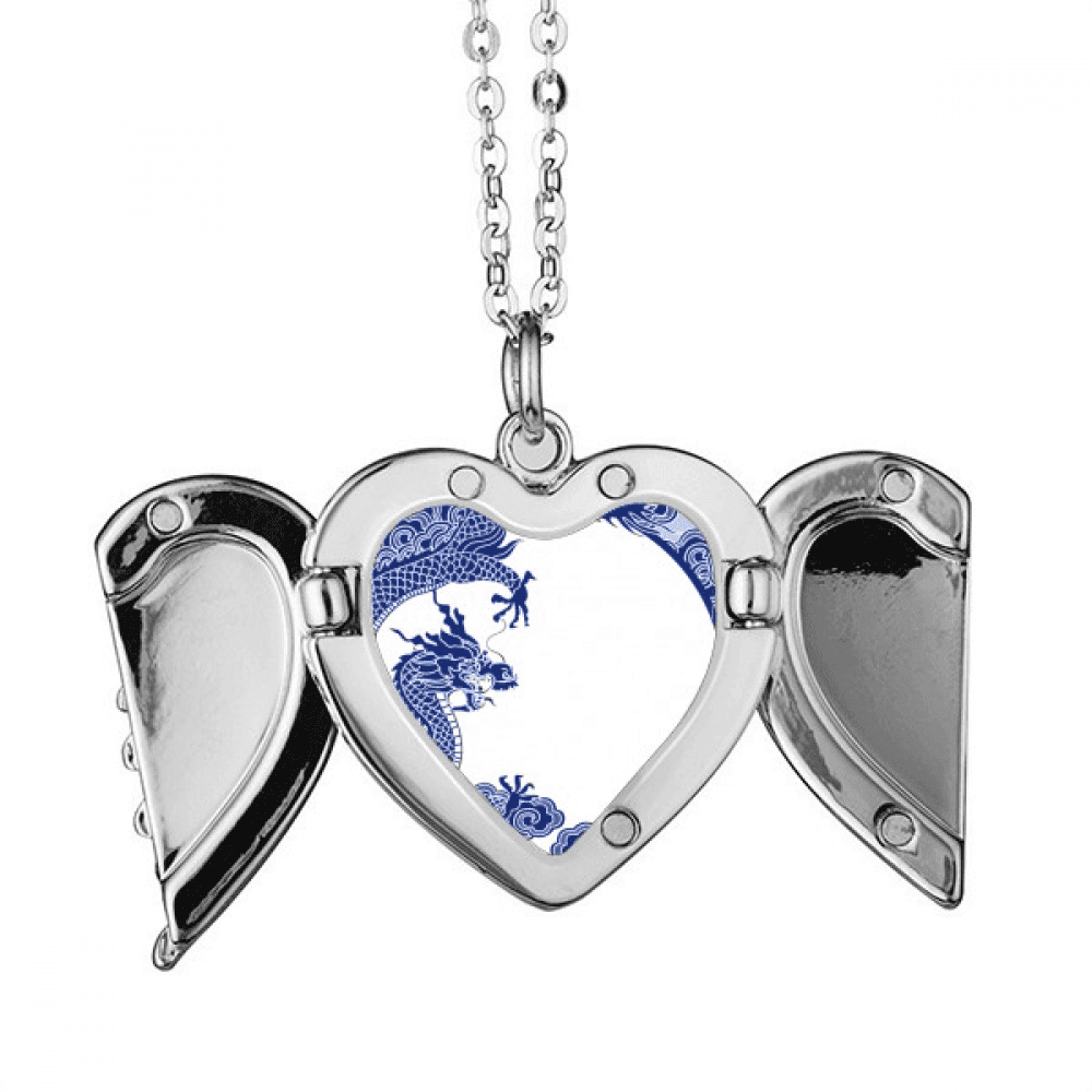 chinese culture blue dragon angel wings necklpendant fashion - Walmart.com
