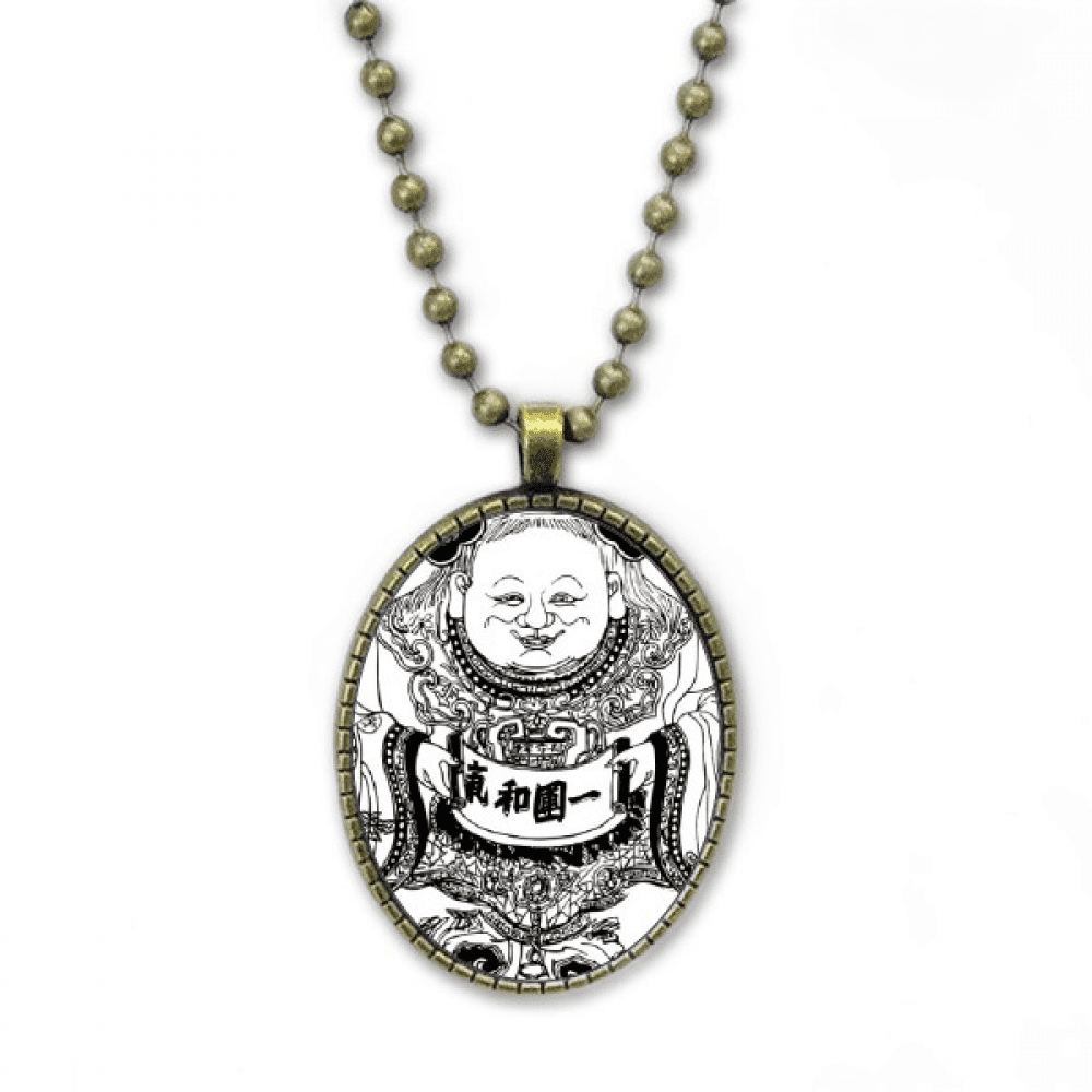 chinese culture qing dynasty line drawing necklace vintage chain bead ...