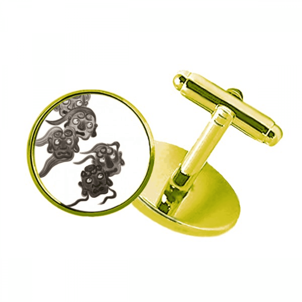 chinese ink style five goblins monster studded business metal cufflinks ...