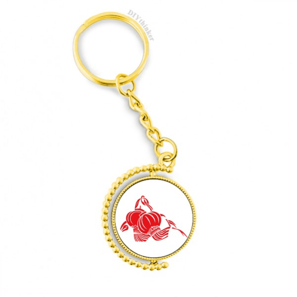 chinese lotus red pattern metal connector key chain accessory en ...