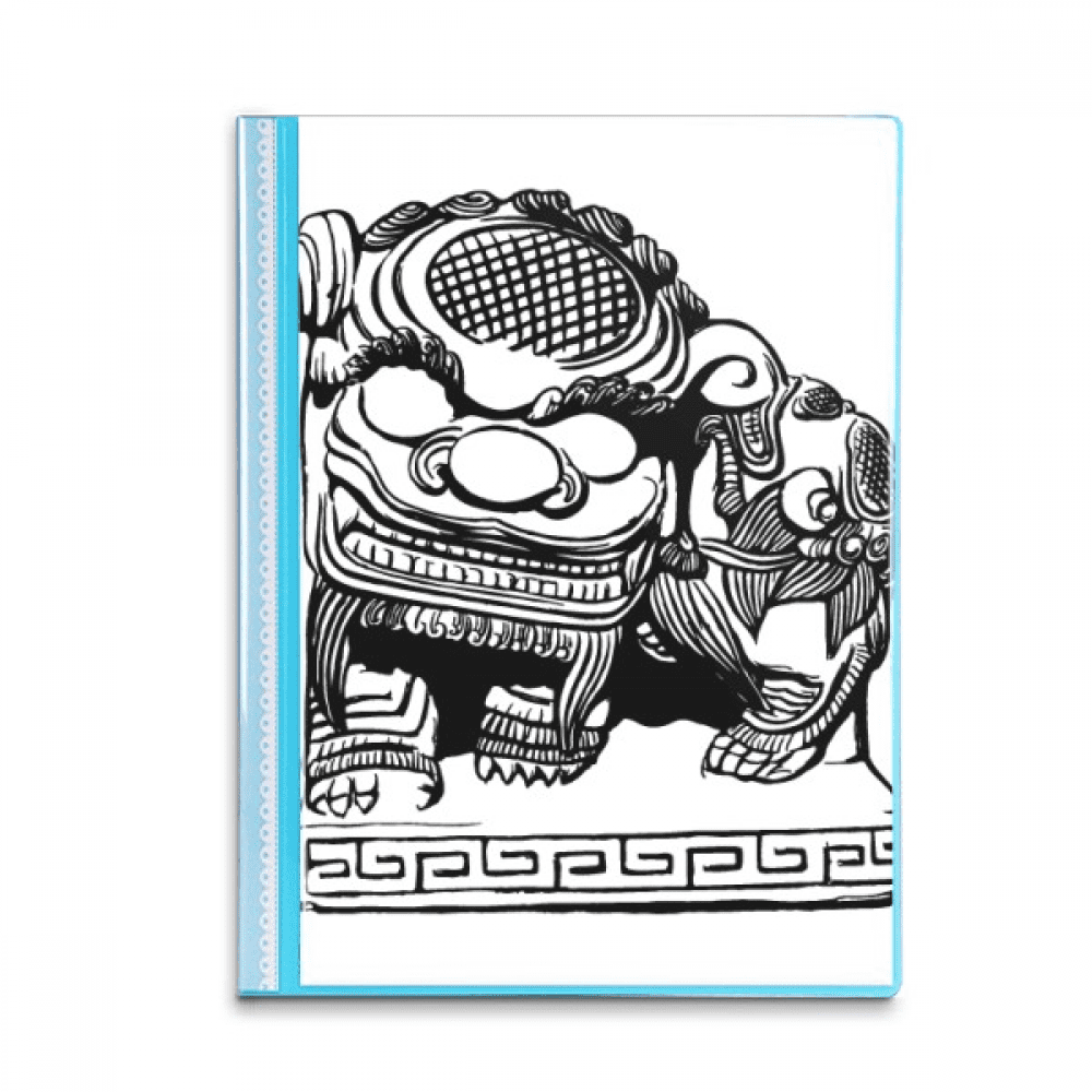 chinese st lion black patriotism book sheet protectors portfolio binder ...