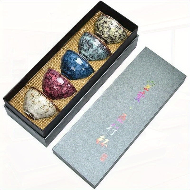 chinese tea cupsgongfu Ceramic Teacup Set 4.06 oz 120 ml Set of 5 5 ...