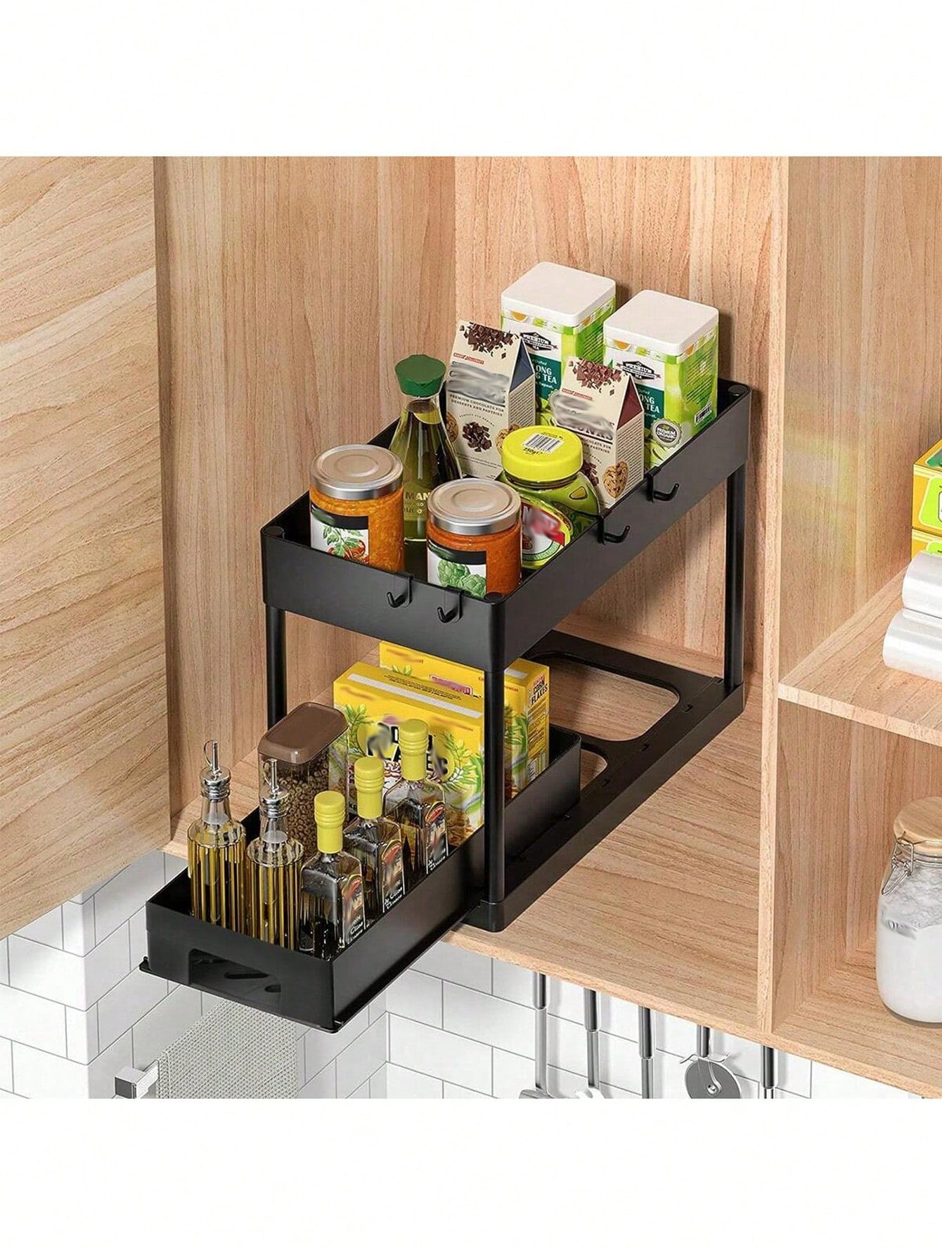 chonky world™ Adjustable Under Sink Storage Organizer - 2-Tier Pull-Out ...