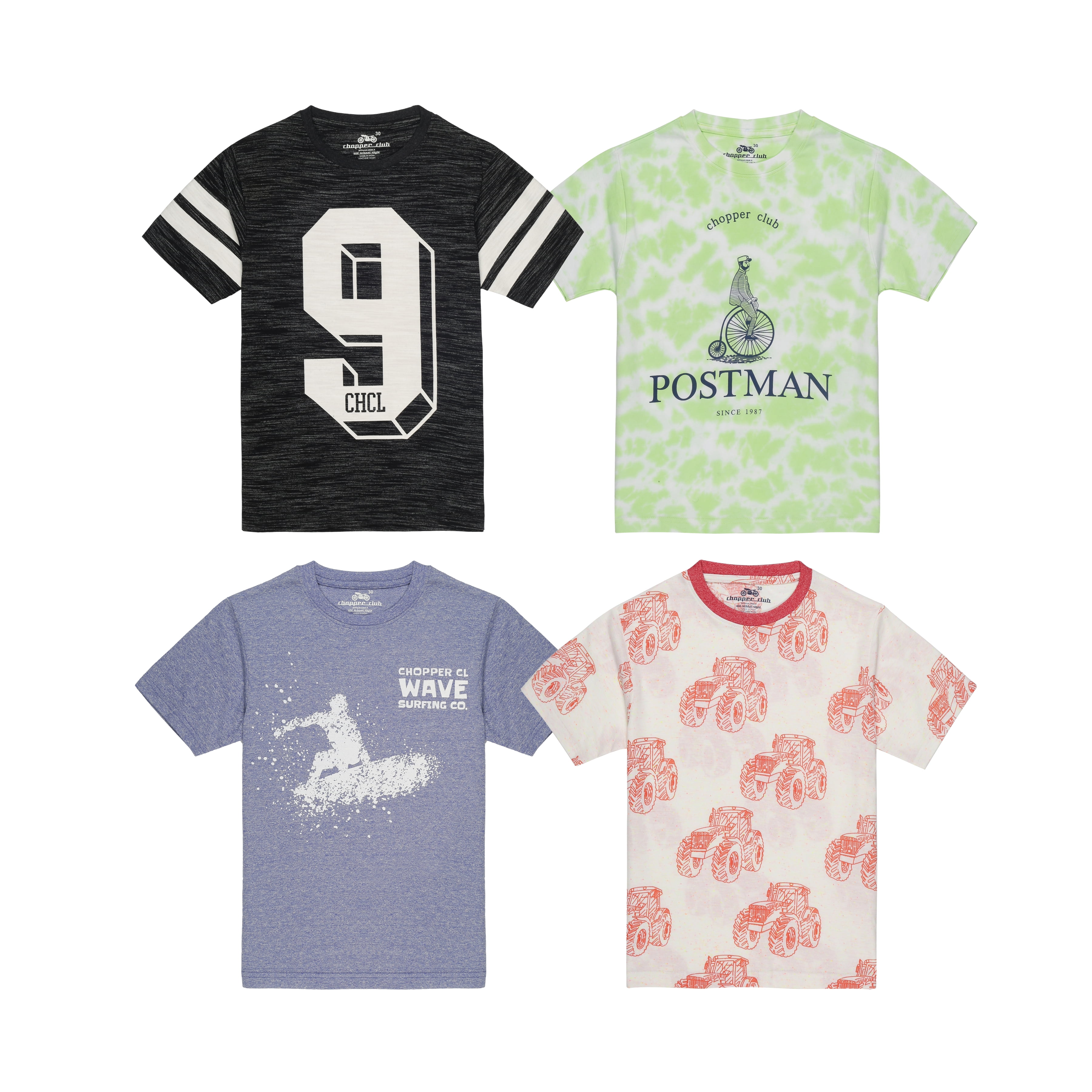 chopper club Boys T shirts Regular Fit Cotton Melange Pack of 4 Printed ...
