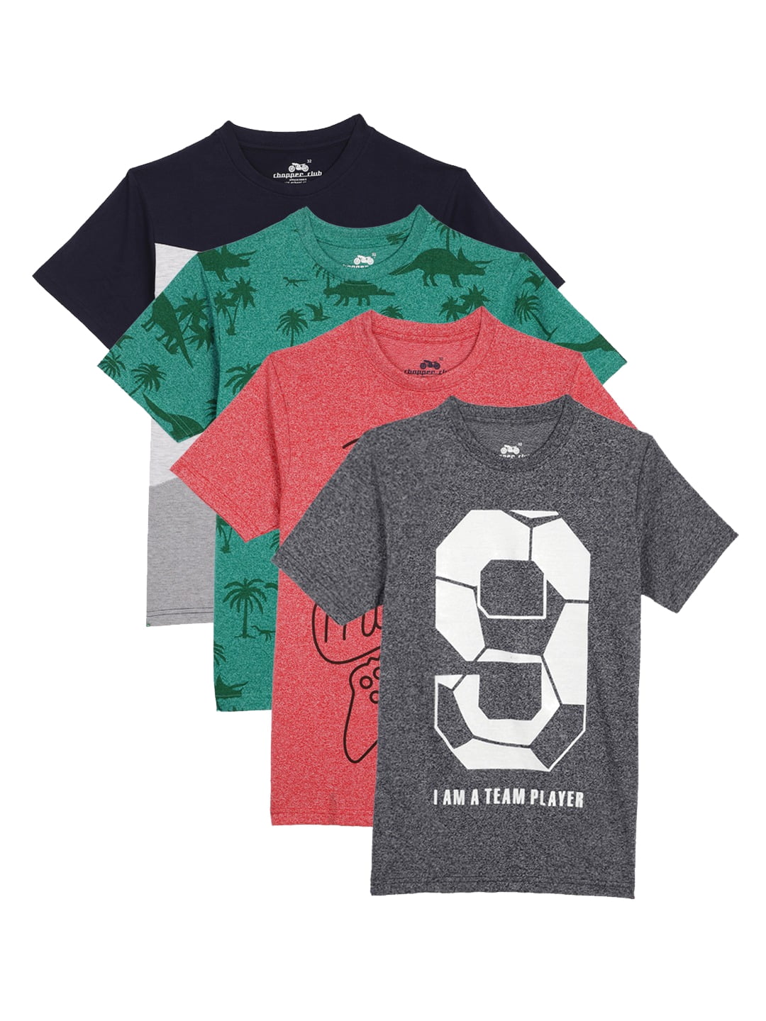 chopper club Boys T shirts Regular Fit Cotton Melange Pack of 4 Printed ...