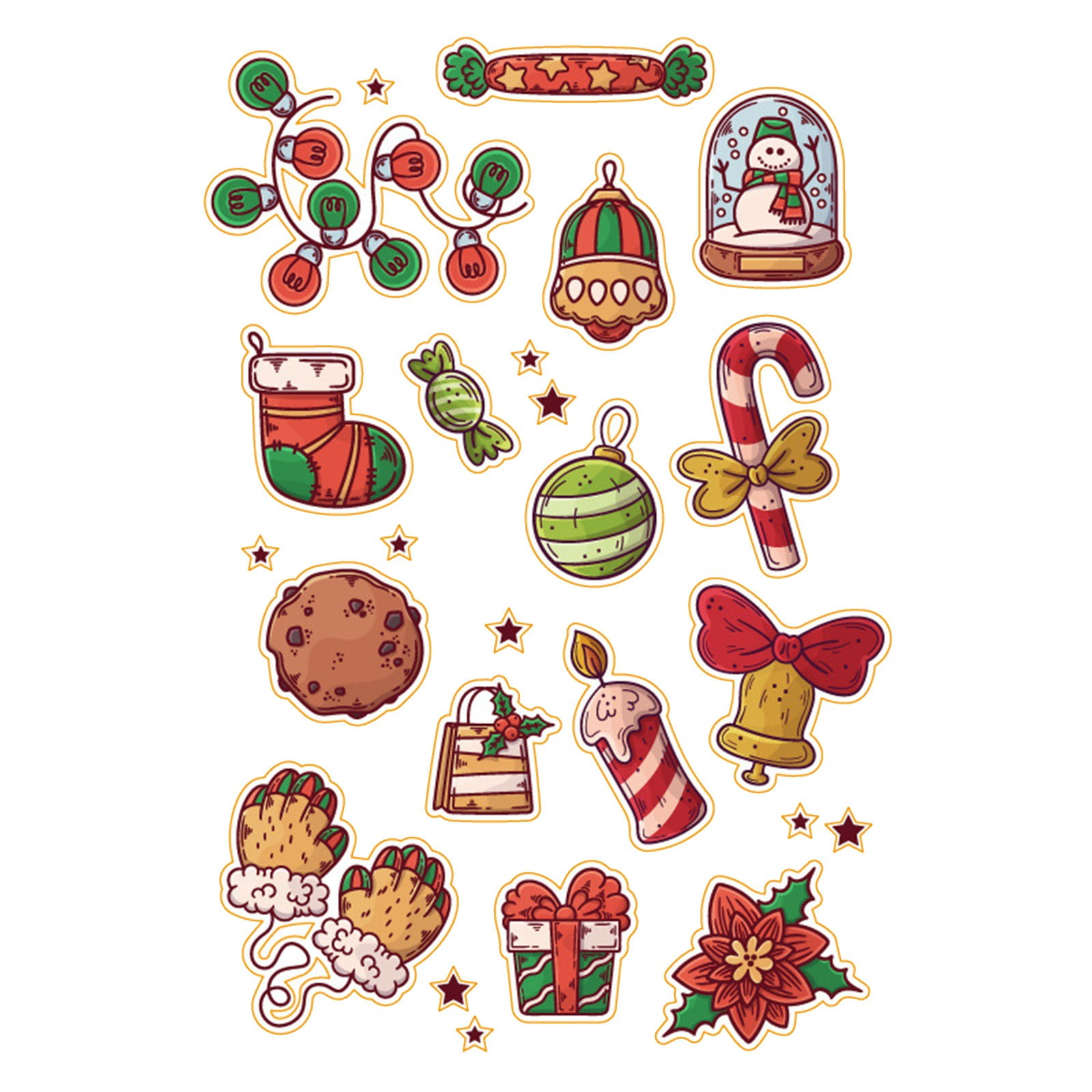 christmas decorations indoor Christmas Sticker Santa Bell Gift Small ...