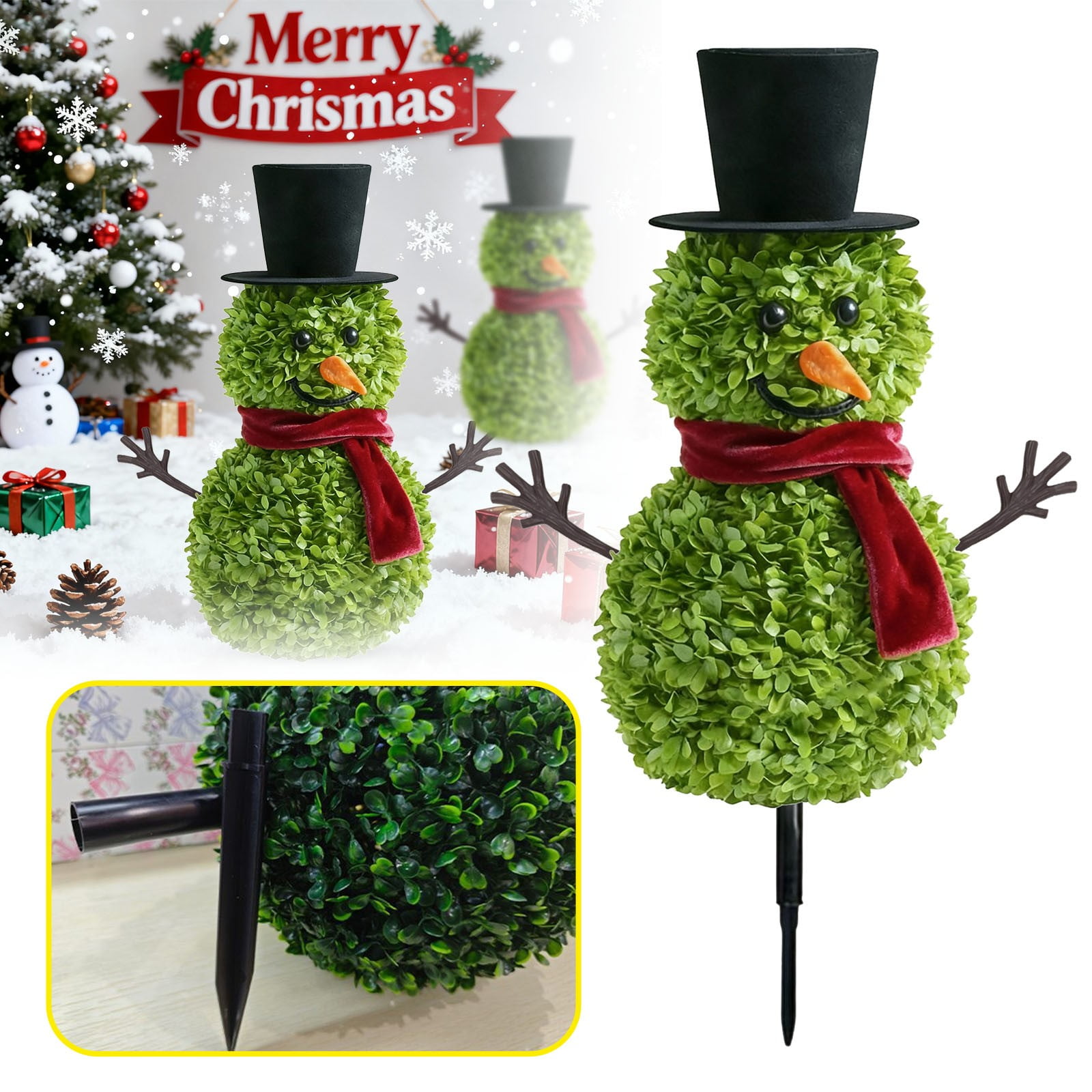 christmas outdoor decorations,Christmas Snowman Topiary 30'' Artificial ...