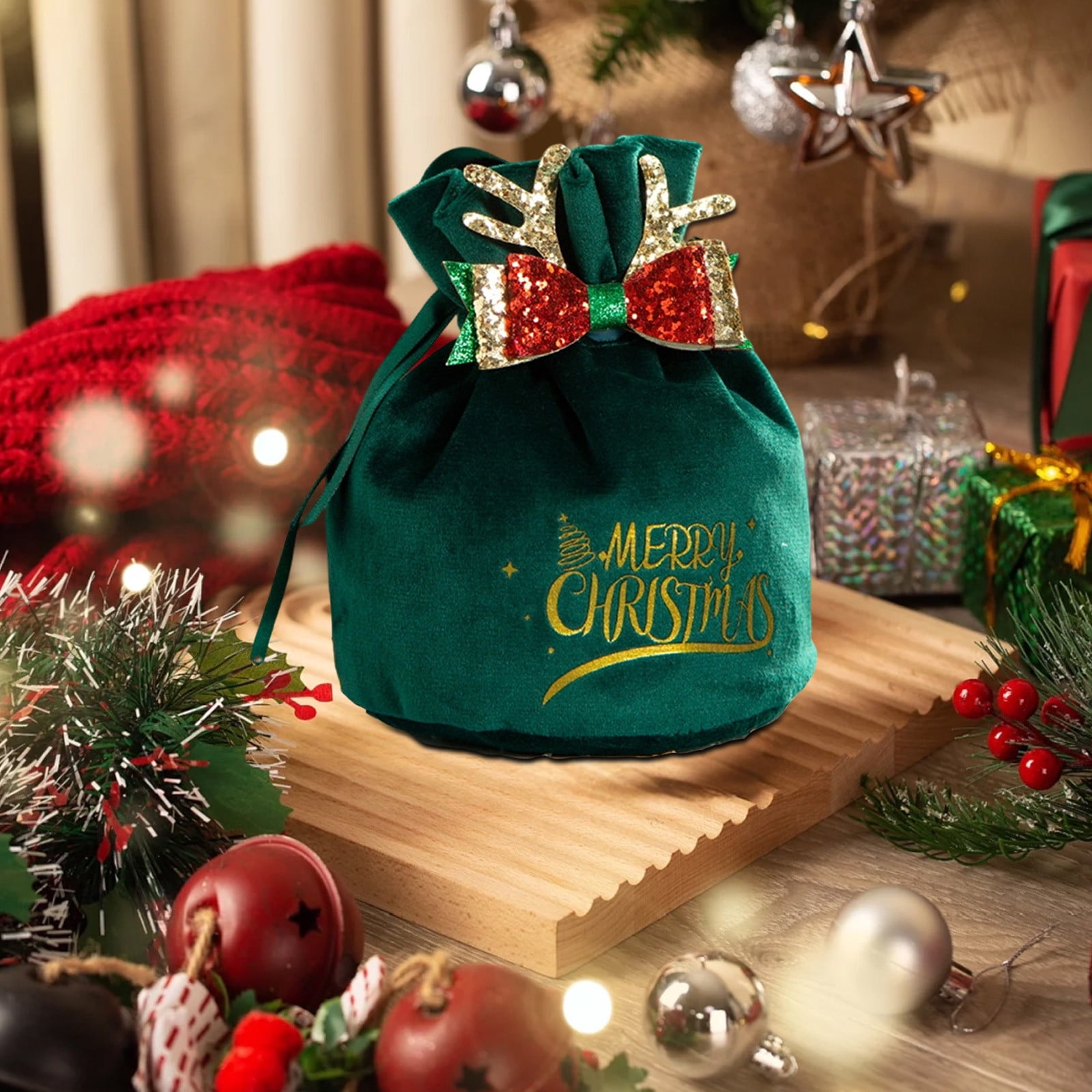 christmas outdoor decorations Christmas Velvet Bag Christmas Eve Fruit ...