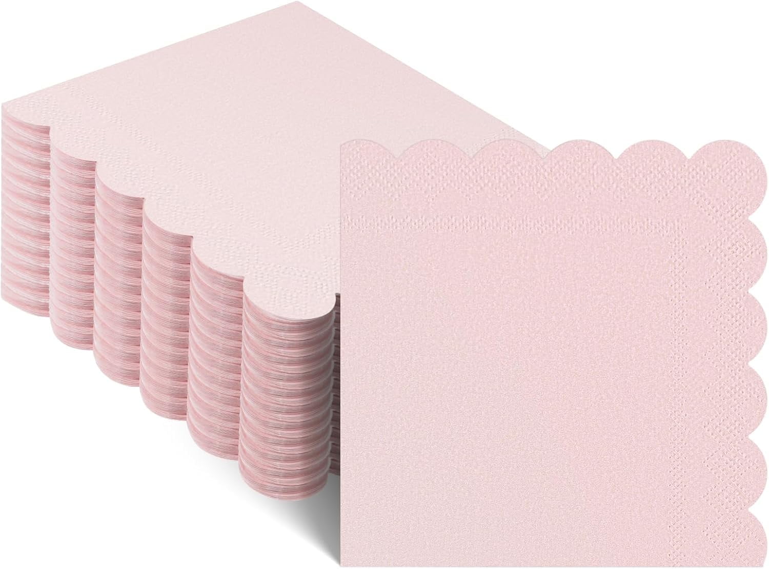 chuanquan 120 Pcs Pink Cocktail Napkins, Scalloped Pink Napkins ...