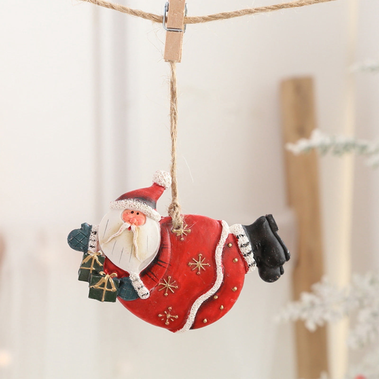 ciky Resin Santa Claus Christmas Ornaments for Christmas Tree Hanging ...