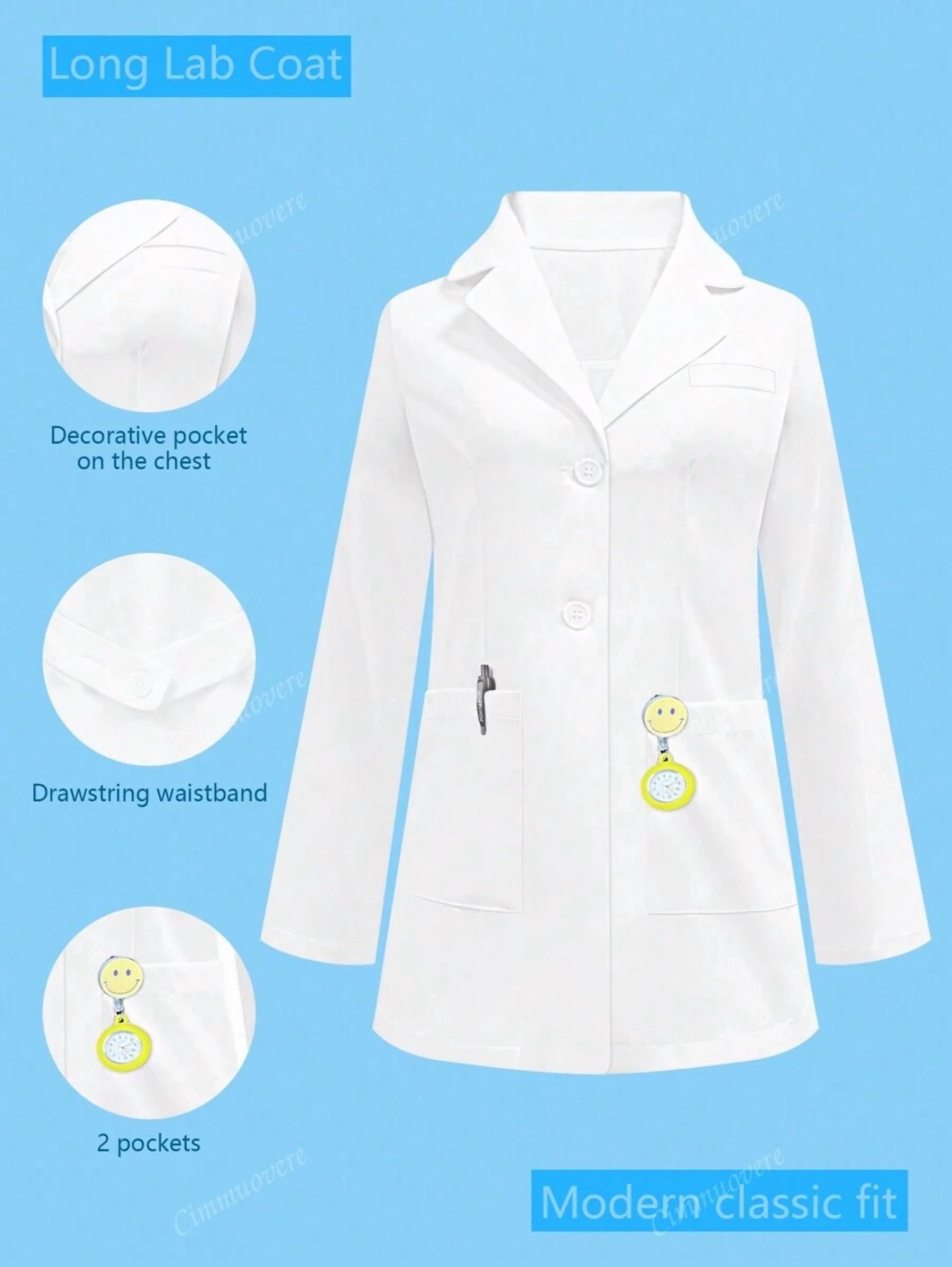 cimmuovere White Long Sleeve Laboratory Surgical Gown Coat, Nurse ...