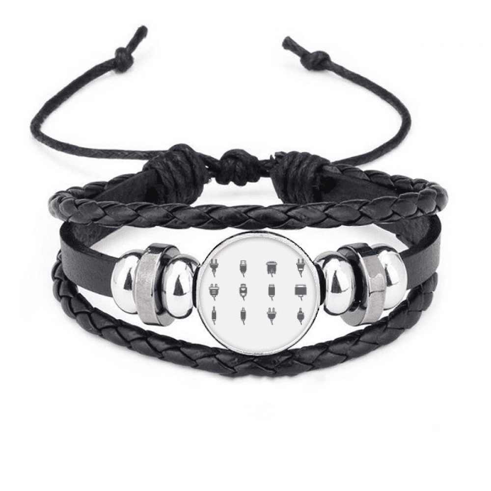 circuit diagram plug socket pattern bracelet braided leather woven ...