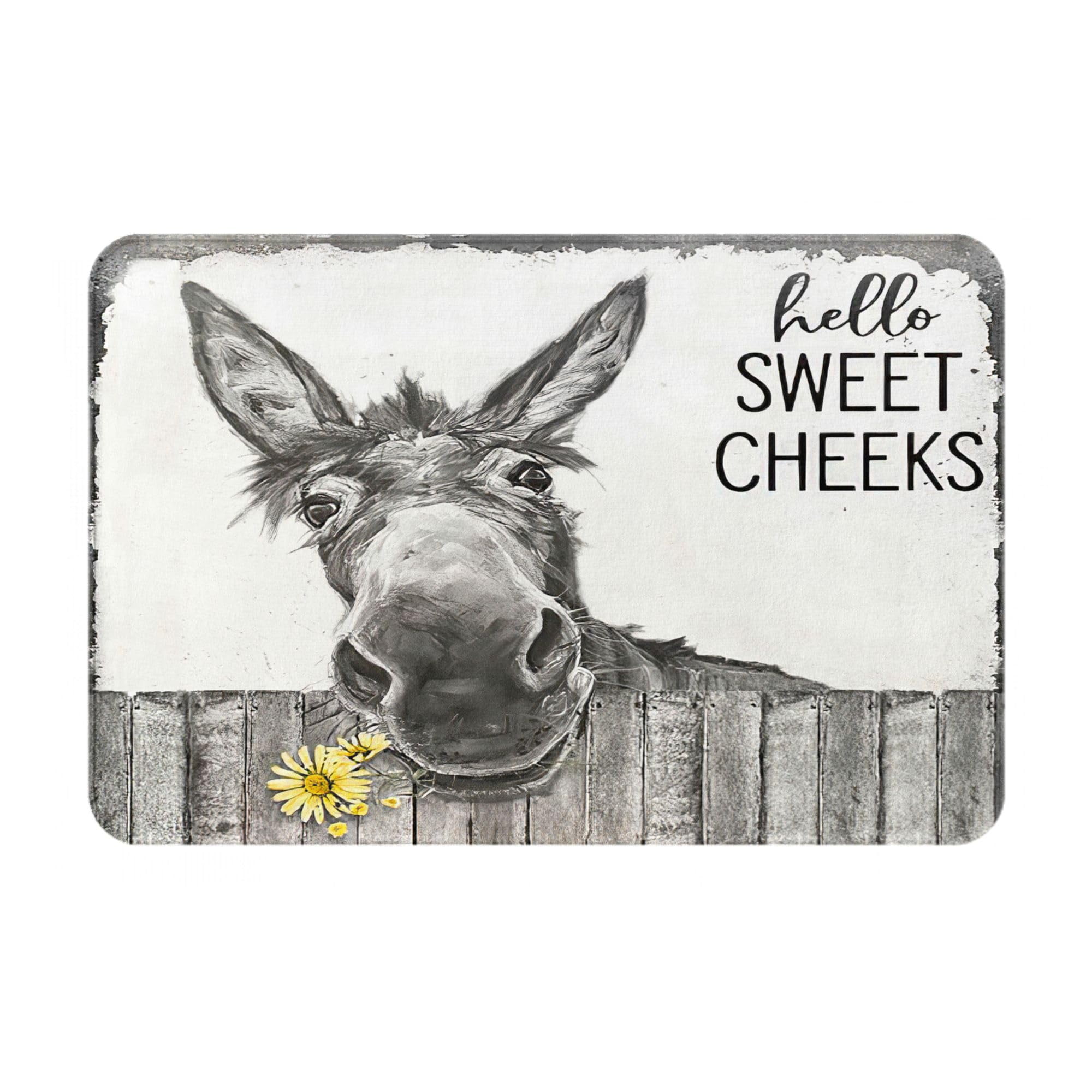 citari Funny Donkey Bath Mat Black and White Bath Rugs Funny Kitchen ...