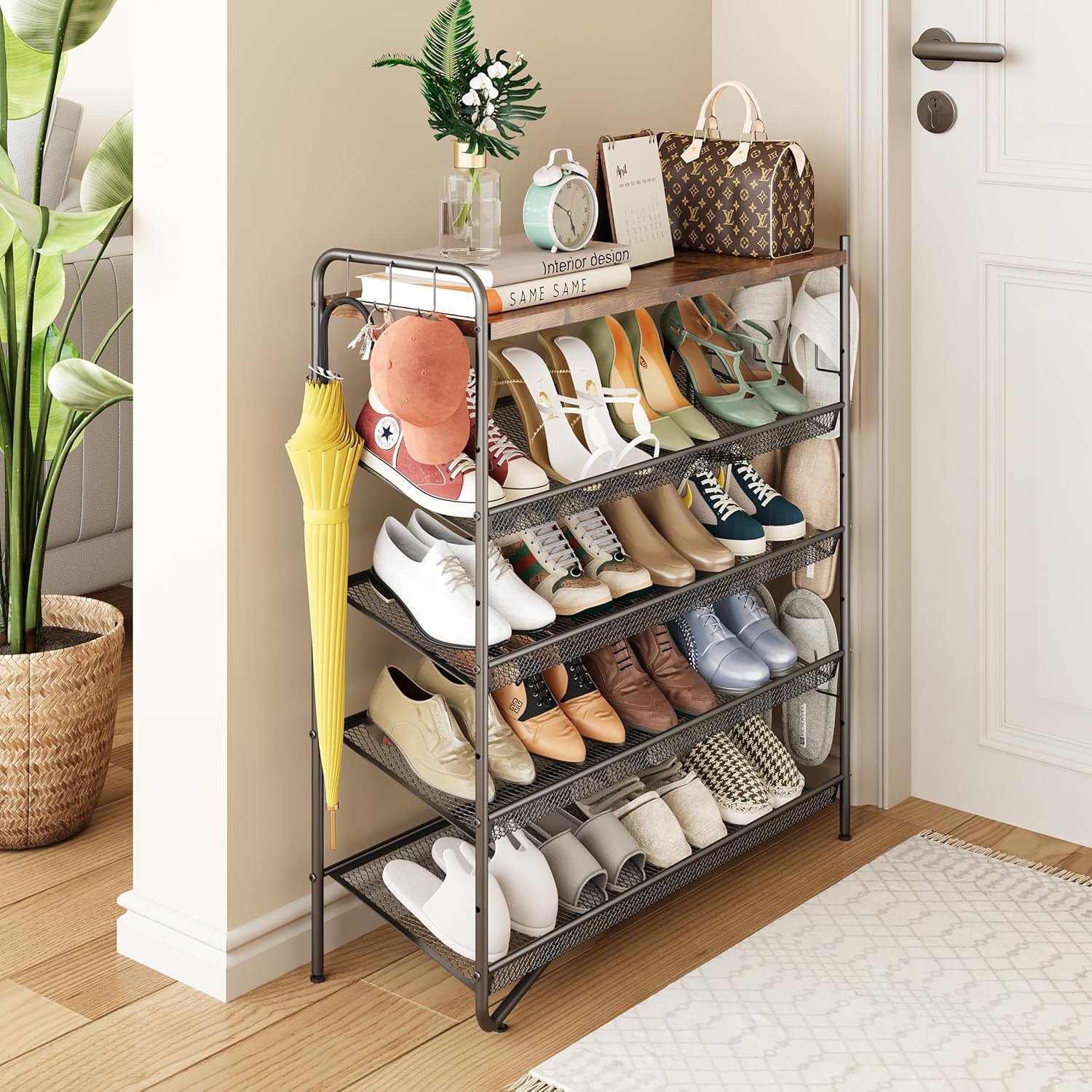 civbuohnp 5 Tier Shoe Rack for Entryway Metal Shoe Rack Organizer Holds ...