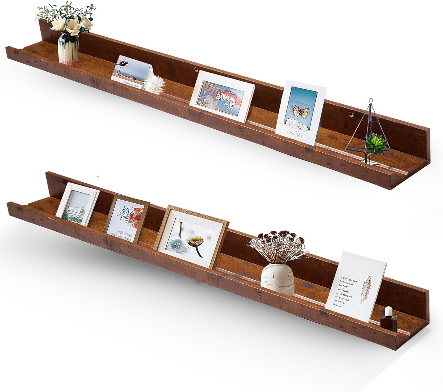 ciyvbiei 12" Small Floating Wall Shelves with Lip - Wood Floating ...