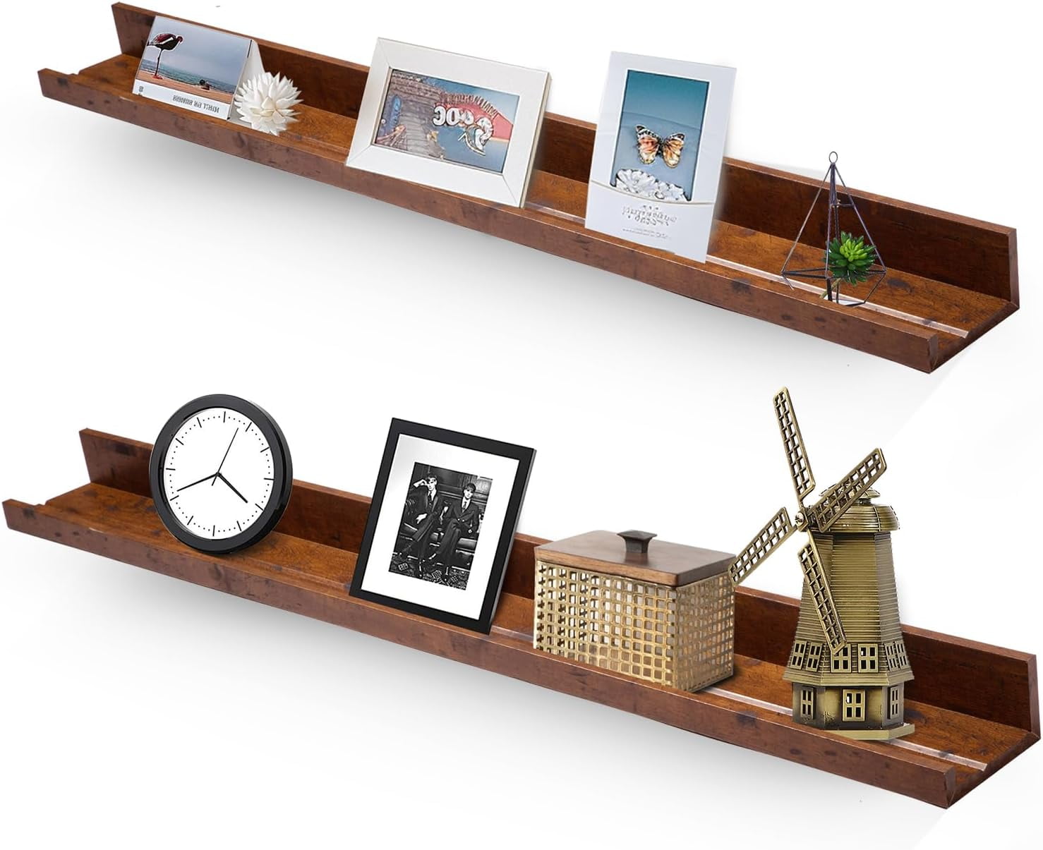 ciyvbiei 12" Small Floating Wall Shelves with Lip - Wood Floating ...