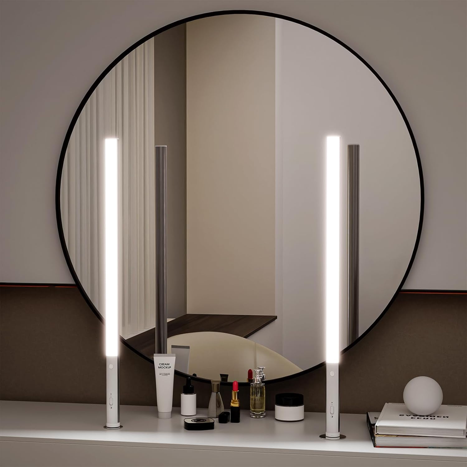 ciyvbiei 17 Inch Rechargeable Vanity Lights for Mirror Adjustable ...