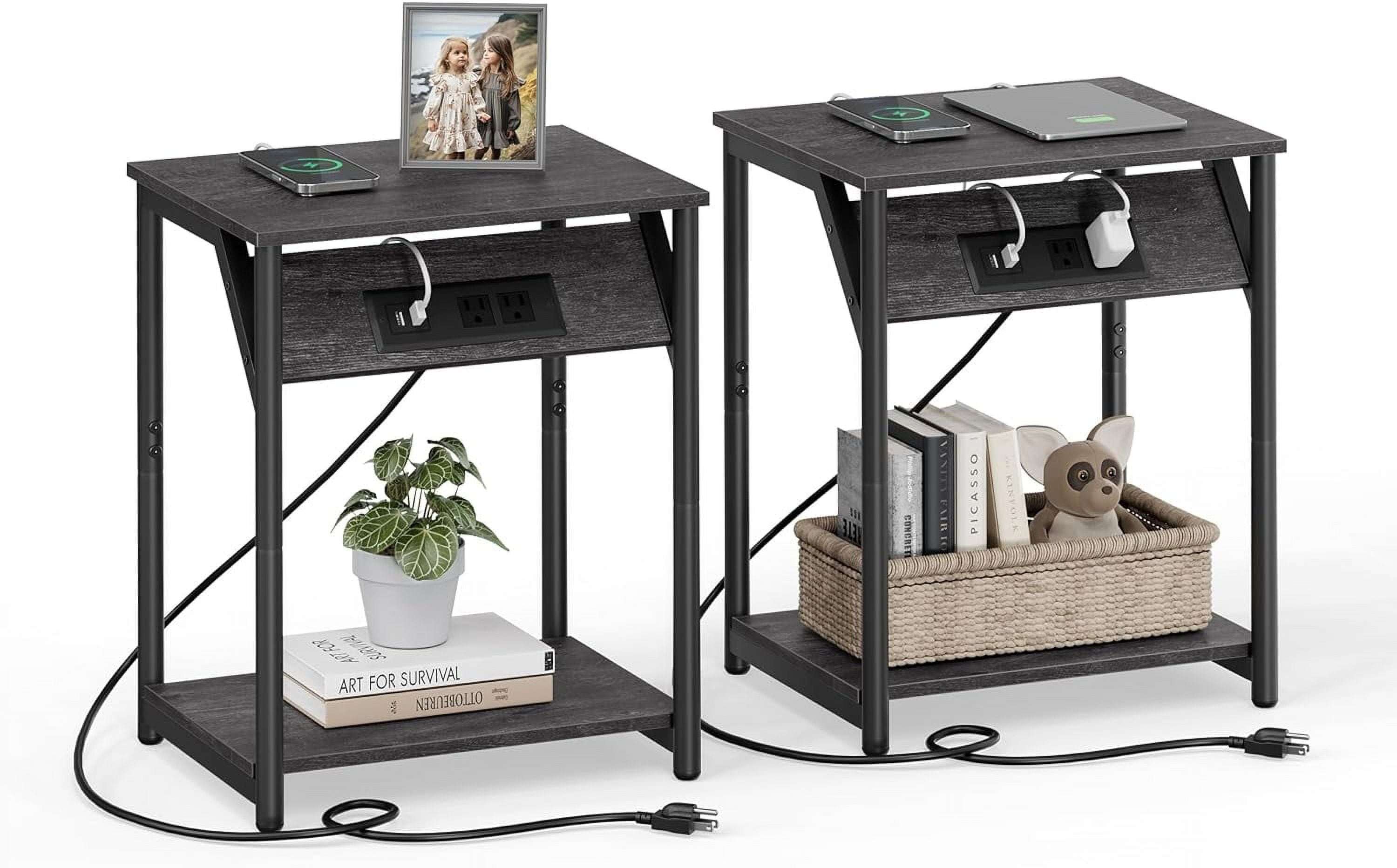 ciyvbiei End Table with Charging Station Small Side Tables for Living ...