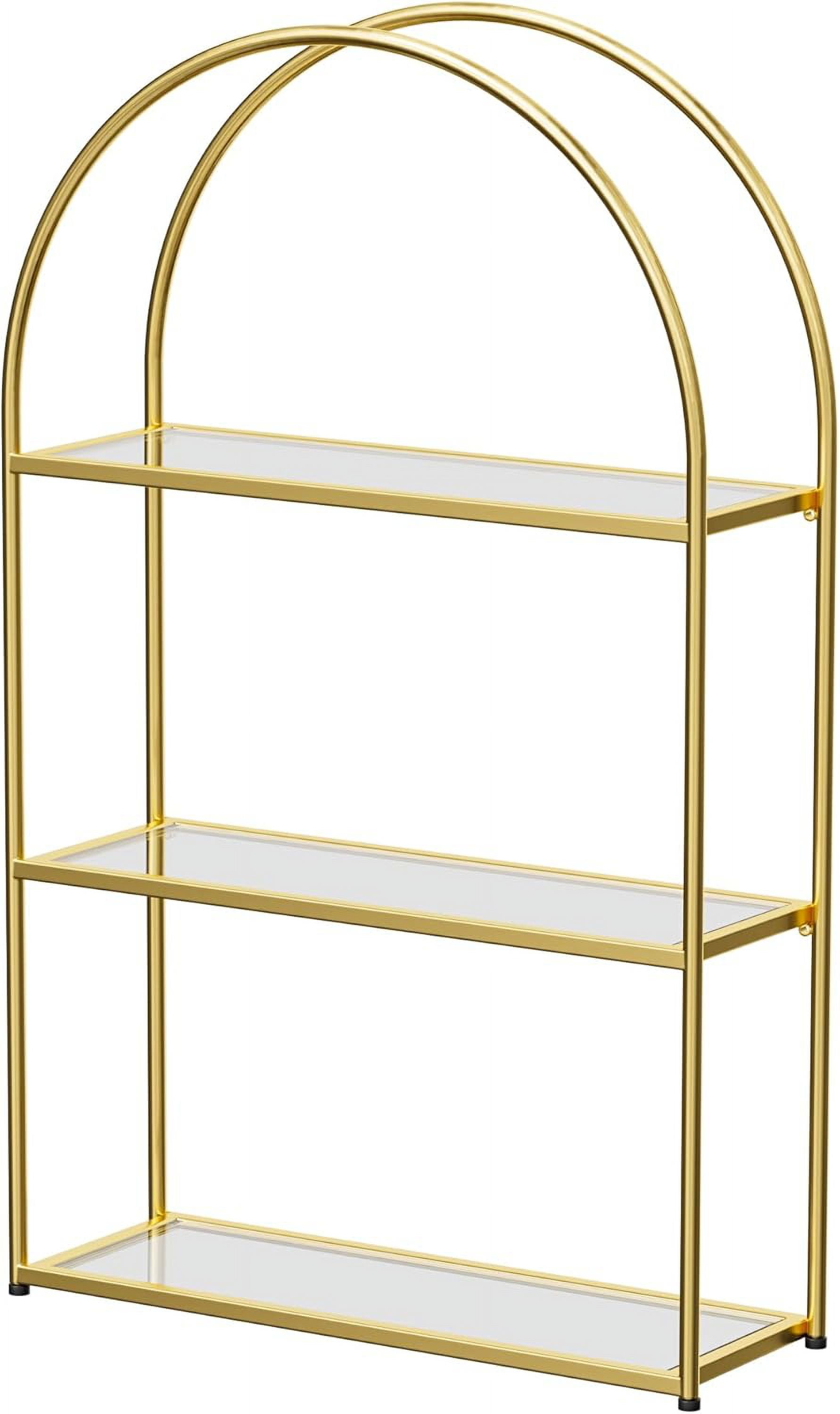 ciyvbiei Gold Arched Frame Wall Shelf Decorative 3 Tier Bathroom Wall ...