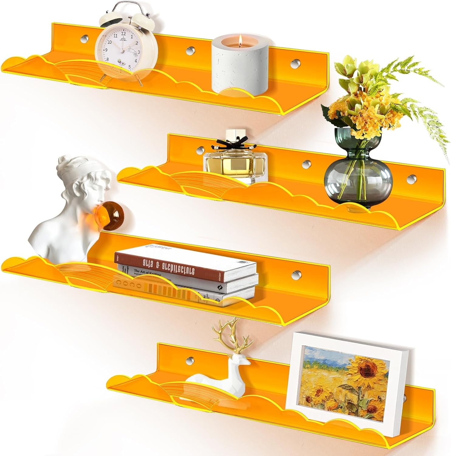 ciyvbiei Iridescent Rainbow Acrylic Floating Shelves 15in DXQPIOA Wall ...