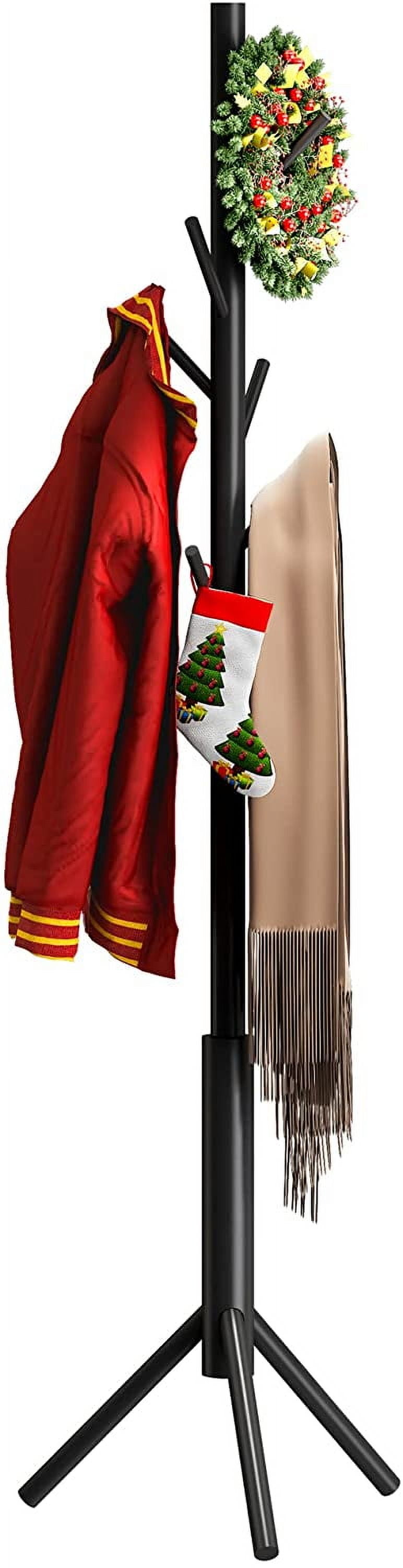 ciyvbiei JKLCH LTKIF freestanding Stand Wooden Coat Tree 8 Hooks 3 ...