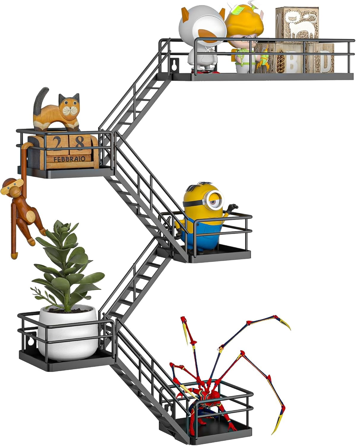 ciyvbiei KFHDMCV Fire Escape Shelf - 3 Tier Metal Red Fire Escape Wall ...