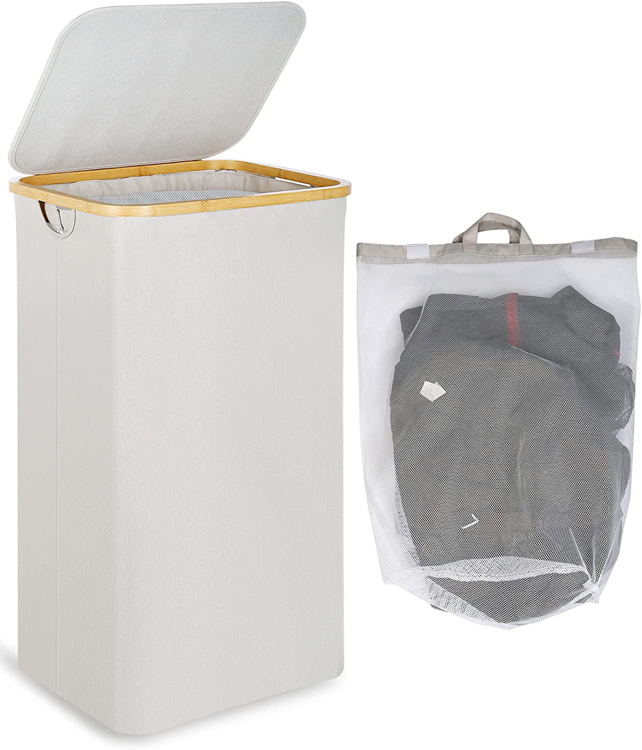 ciyvbiei Laundry Basket with Lid and Removable Bag 100L Tall Laundry ...