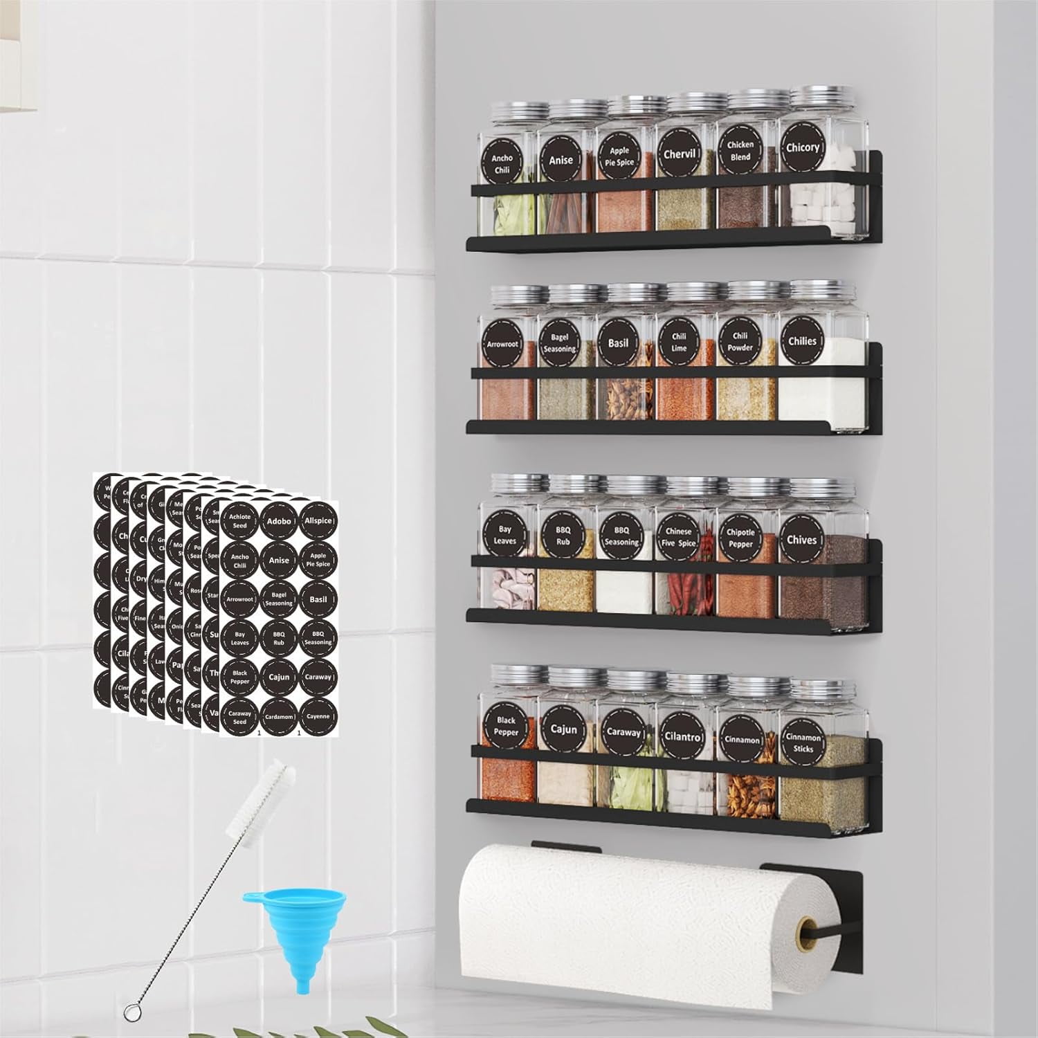 ciyvbiei Magnetic Spice Rack For Refrigerator with Jars Magnetic Fridge ...