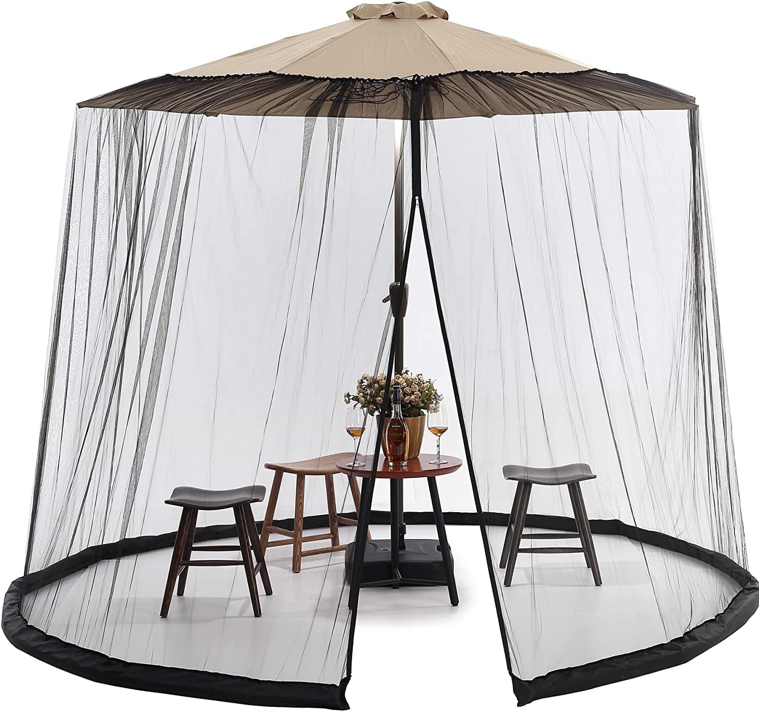 cjc Patio Umbrella M-osquito Netting with Zipper Door, Polyester Mesh ...