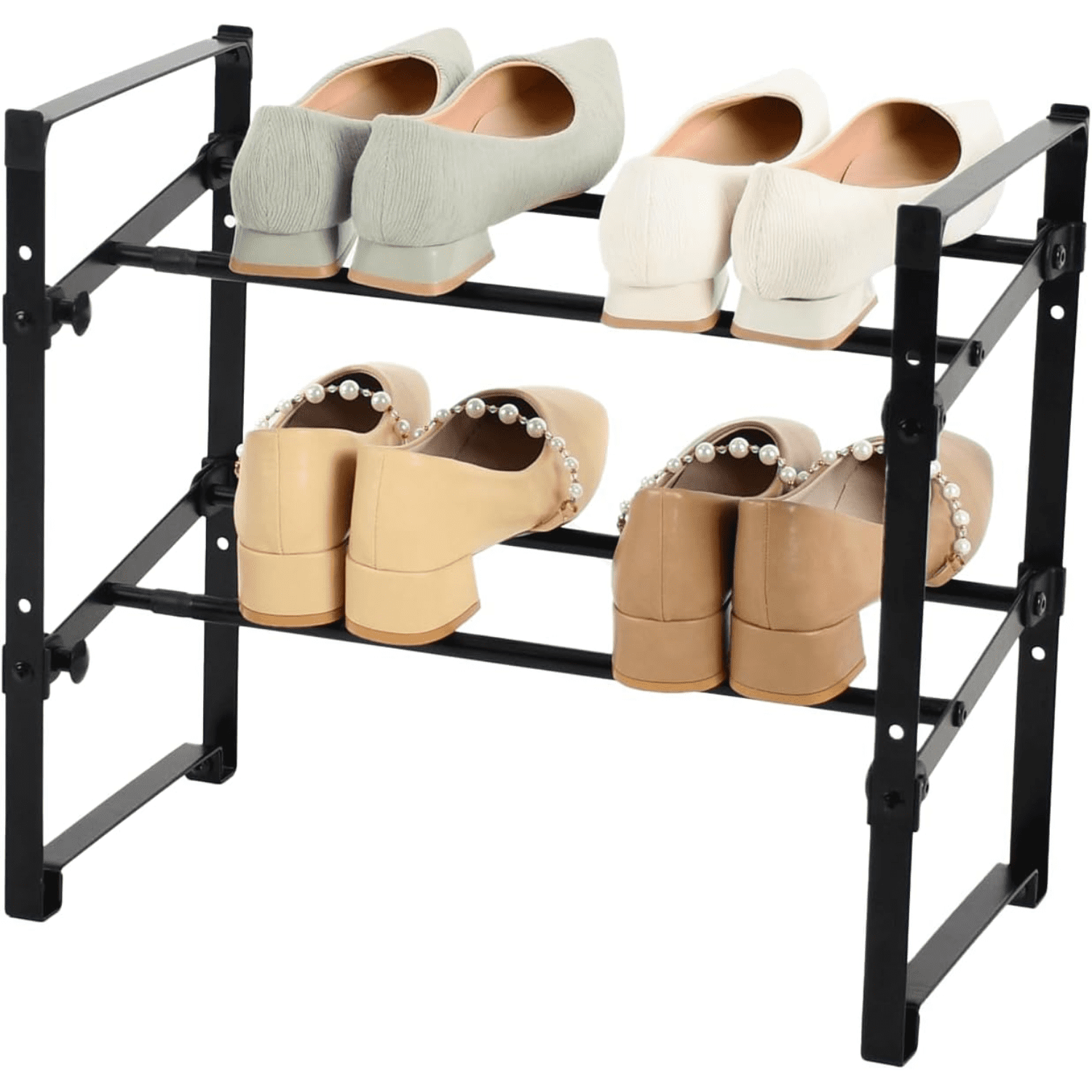 cjjojobiubiu - 2-Tier Extendable Shoe Rack Tötem | 45.5~80 x 24 x 39.5 ...