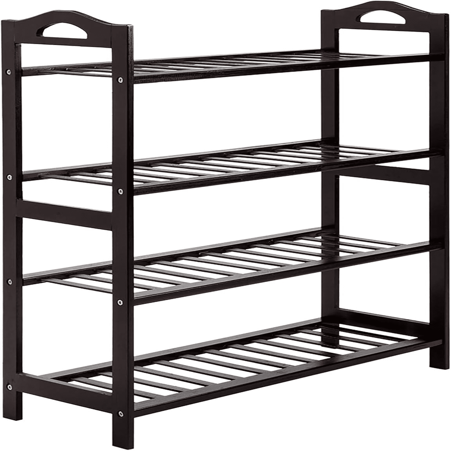 cjjojobiubiu 4 Tier Free Standing Bamboo Shoe Rack with Handles ...