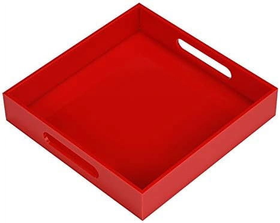 hltdhyi Clear Sturdy Acrylic Serving Tray with Handles-12x12Inch ...