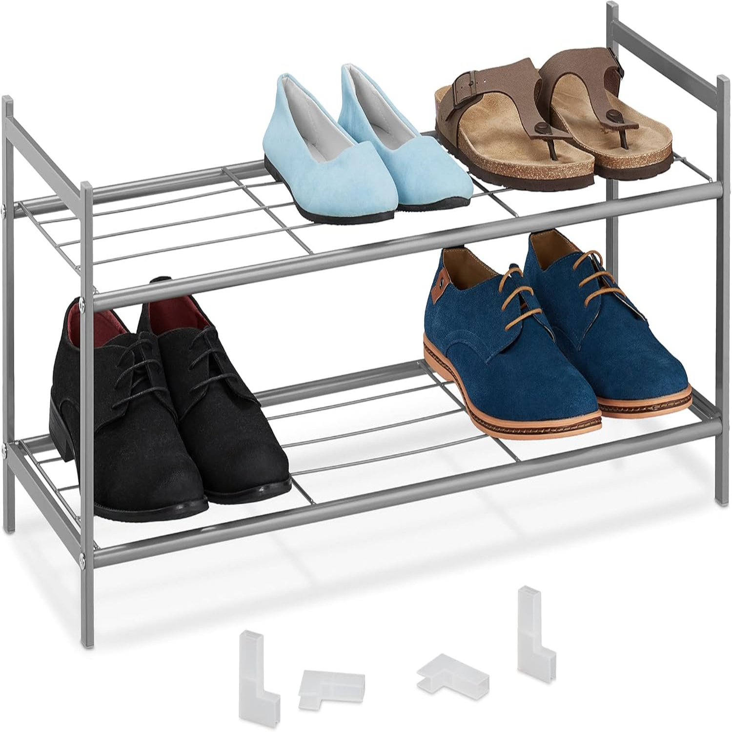 cjjojobiubiu Metal Shoe Rack 2 Tier Stackable Hallway Shoe Rack HBT 33. ...